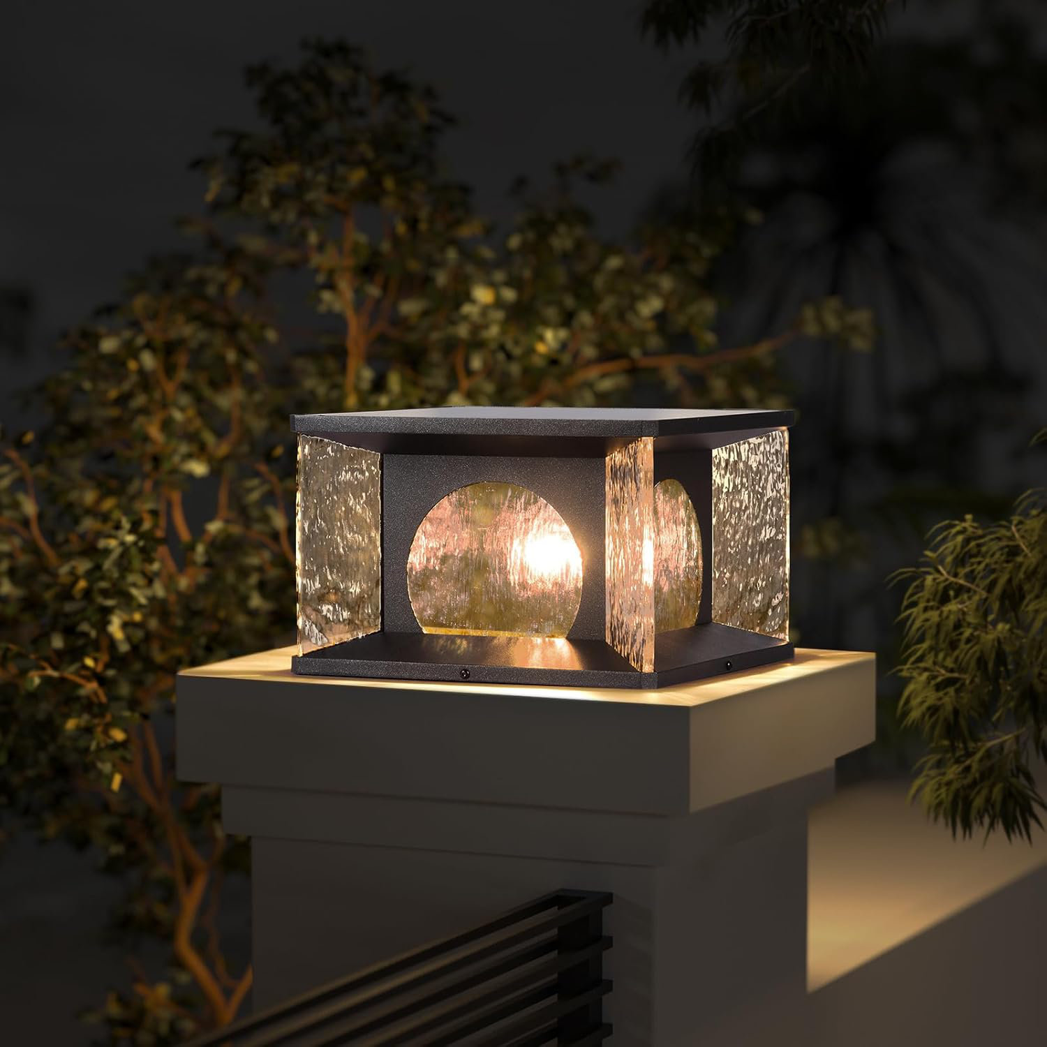 Co-t Modern Outdoor Post Light With Glass Shade - IP65 Waterproof Wired ...