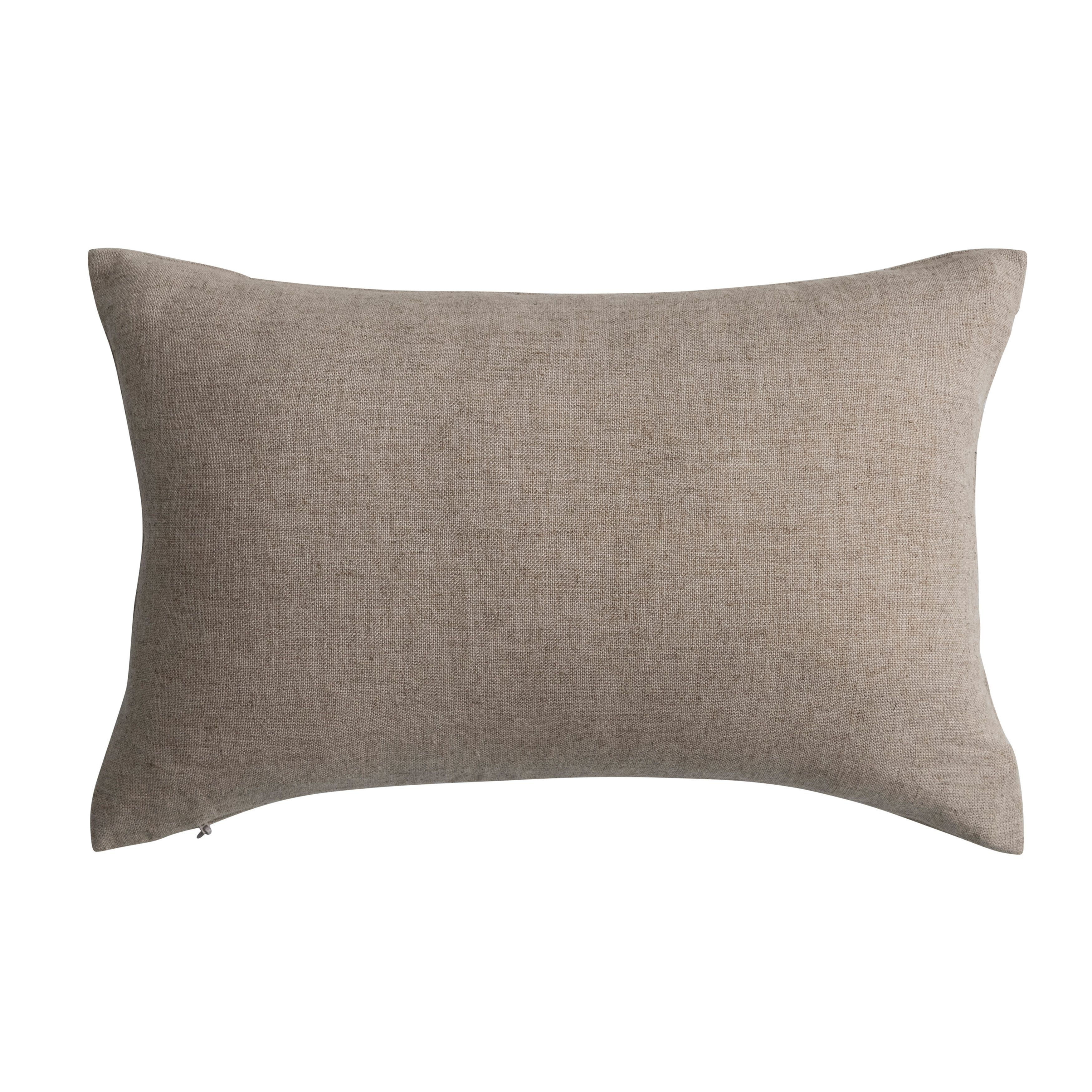 Creative Co-Op 14 Inches Linen Blend Mini Lumbar Pillow with Line Stitch Design in 4 Styles ...