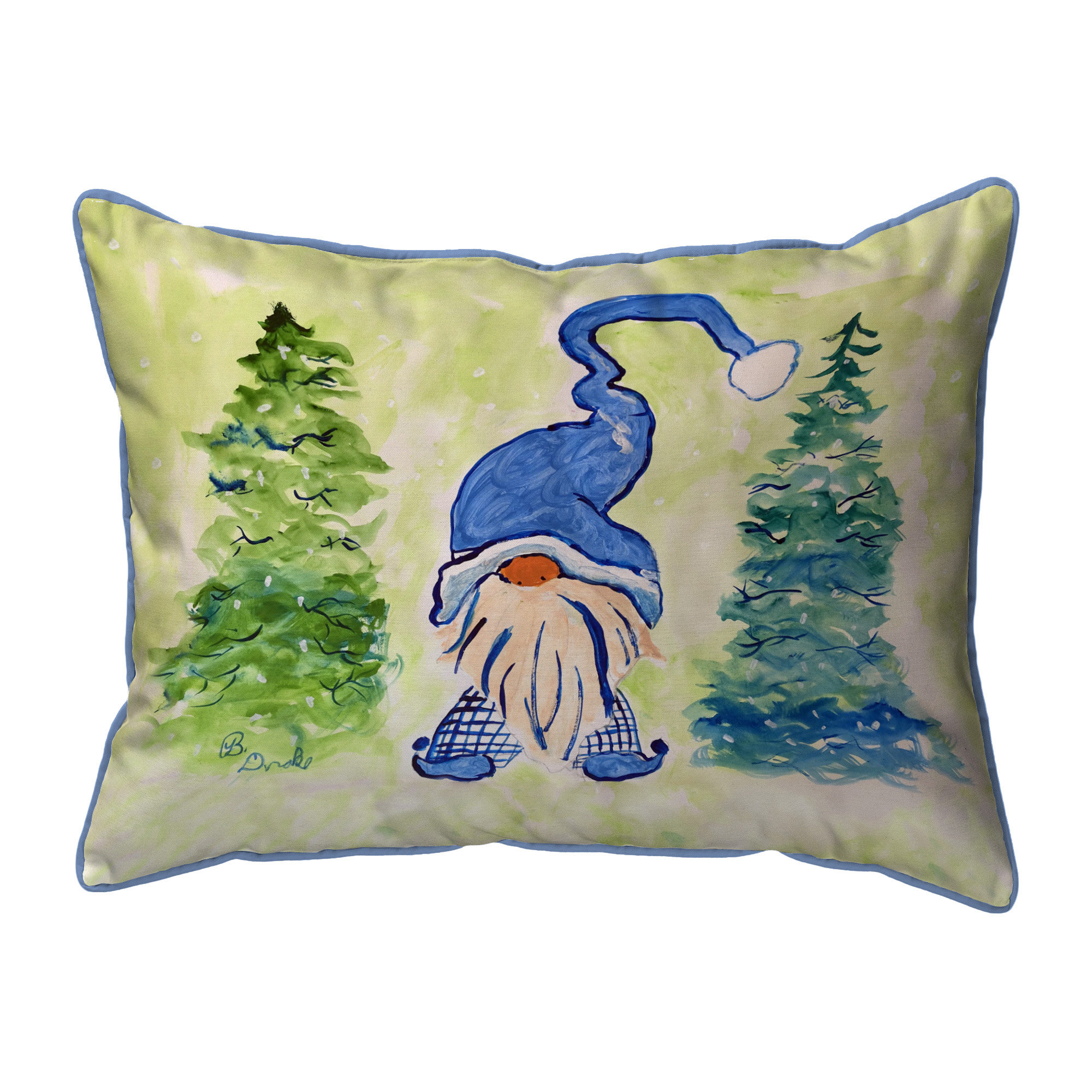 Betsy Drake Interiors Gnome & Christmas Trees Pillow - Wayfair Canada