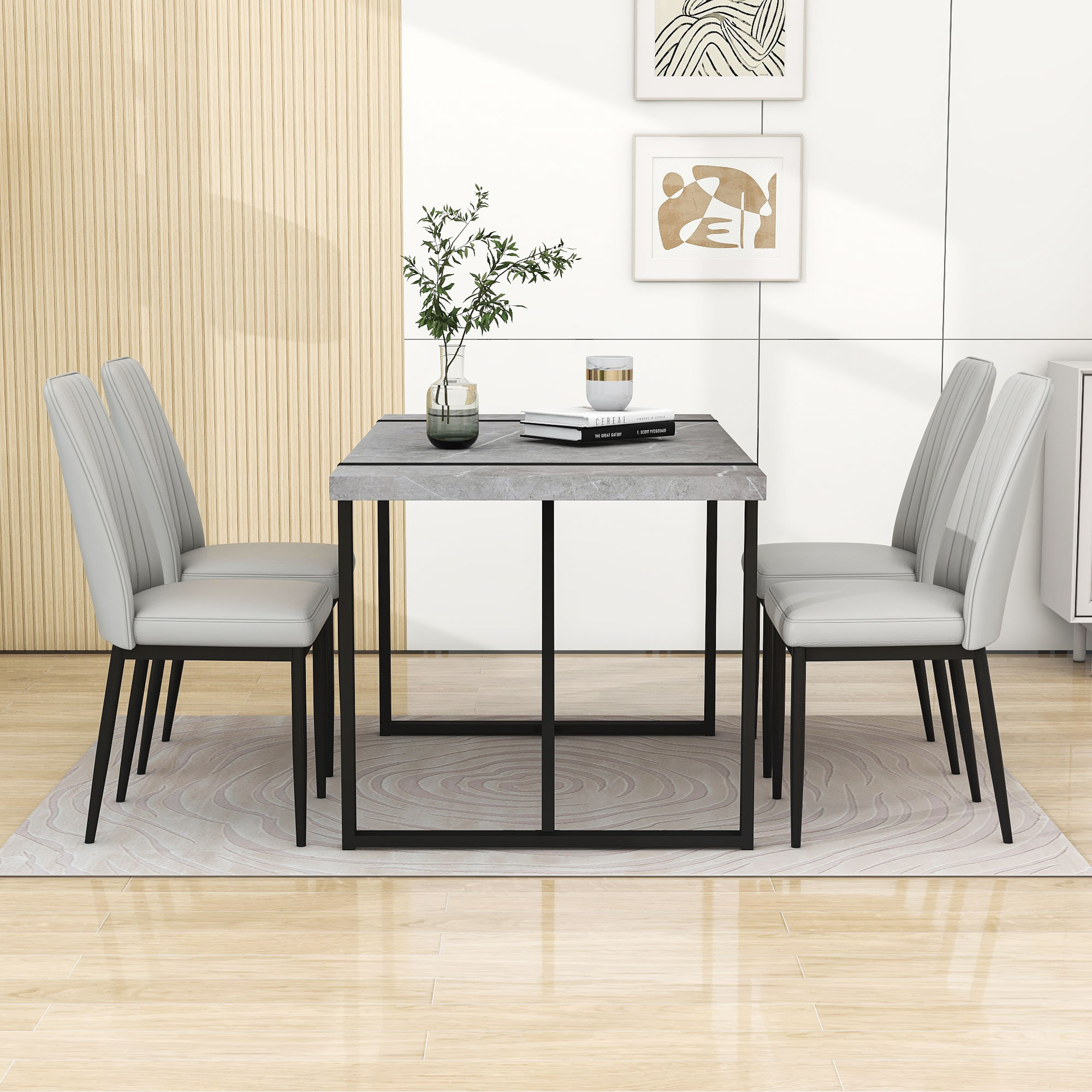 George Oliver Chasmin 5-Piece Kitchen Dining Table Set, Rectangular ...