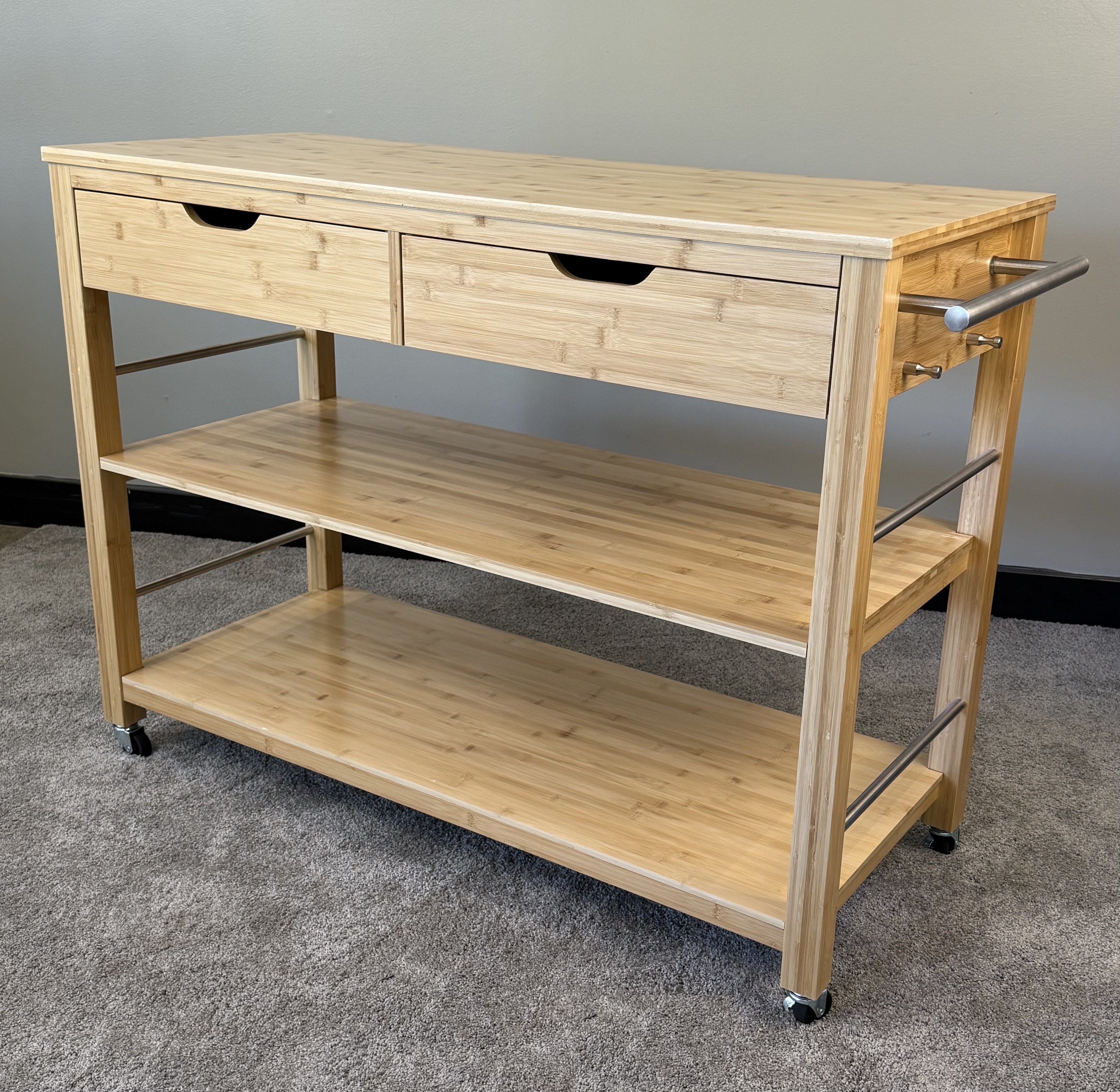George Oliver Solid Bamboo Kitchen Cart 2 Drawer 2 Shelf - Wayfair Canada