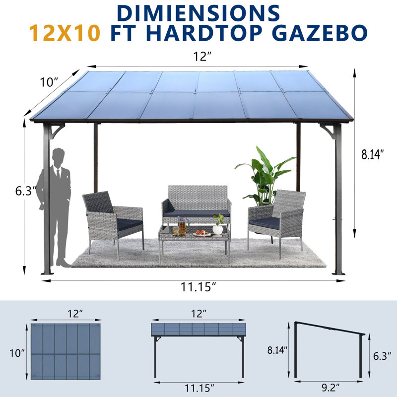 BURDOCK 10' x 12' Outdoor Pergola Gazebo | Wayfair