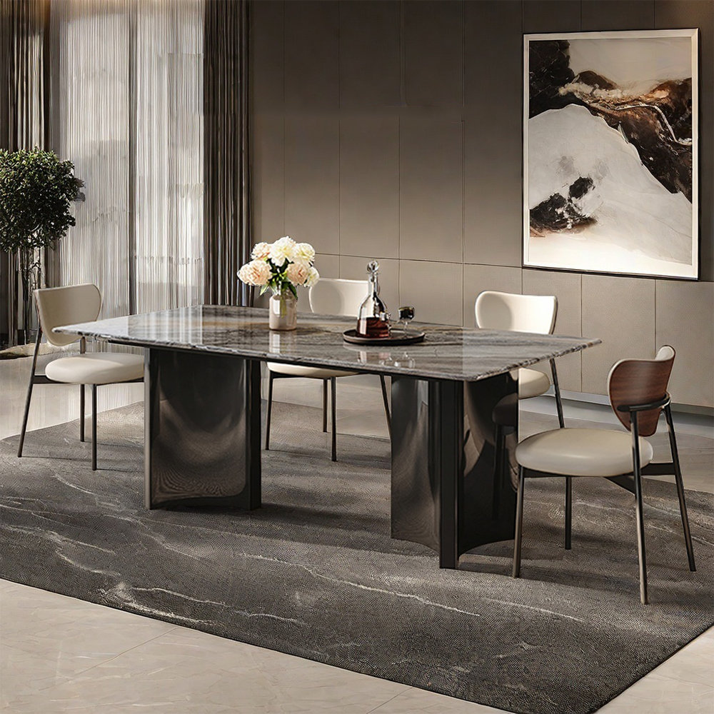 ALLNICEDT Luxury Modern Rectangular Marble Dining Table | Wayfair
