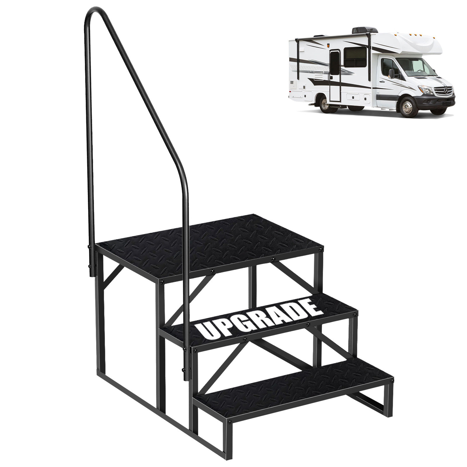 WFX Utility™ RV Steps with 1 Handrail，3 Steps Mobile Home Ladder | Wayfair