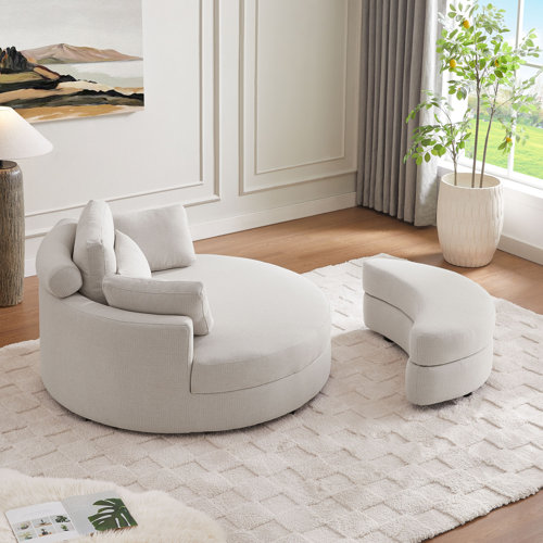 Brayden Studio® Dashton Upholstered Barrel Chair with Ottoman & Reviews ...