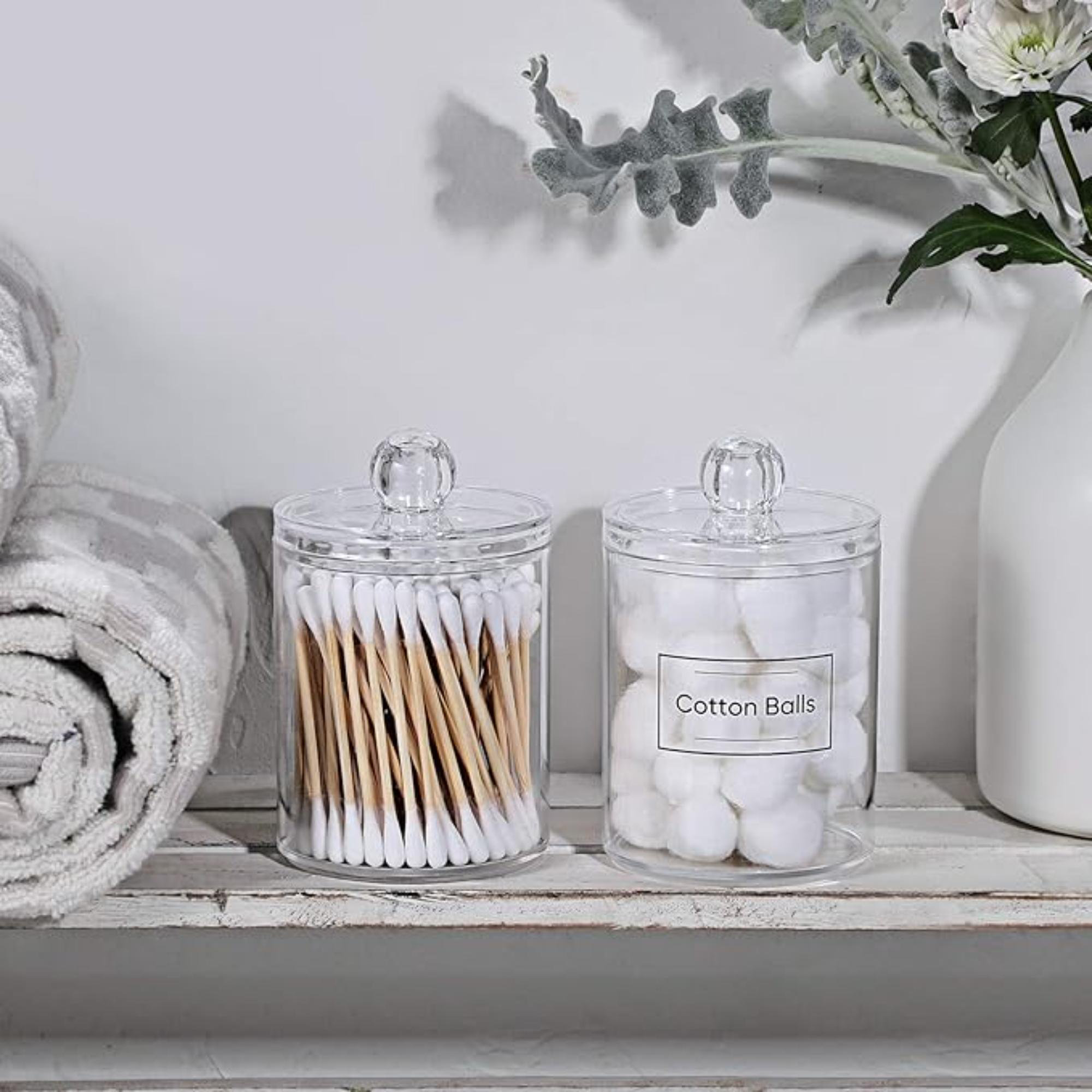 Rebrilliant 2 PACK Acrylic Cotton Swab Holder Dispenser For Cotton ...