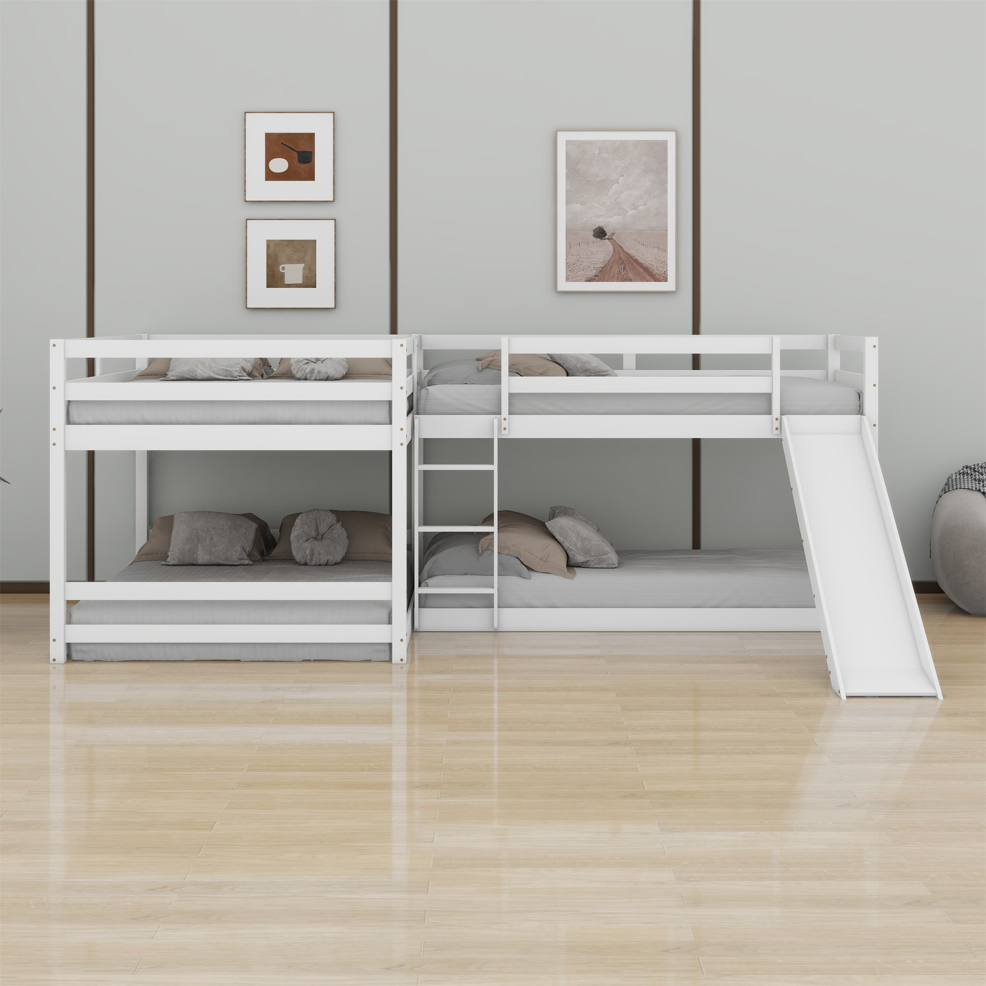 George Oliver L-Shaped Bunk Bed With Slide And Short Ladder | Wayfair