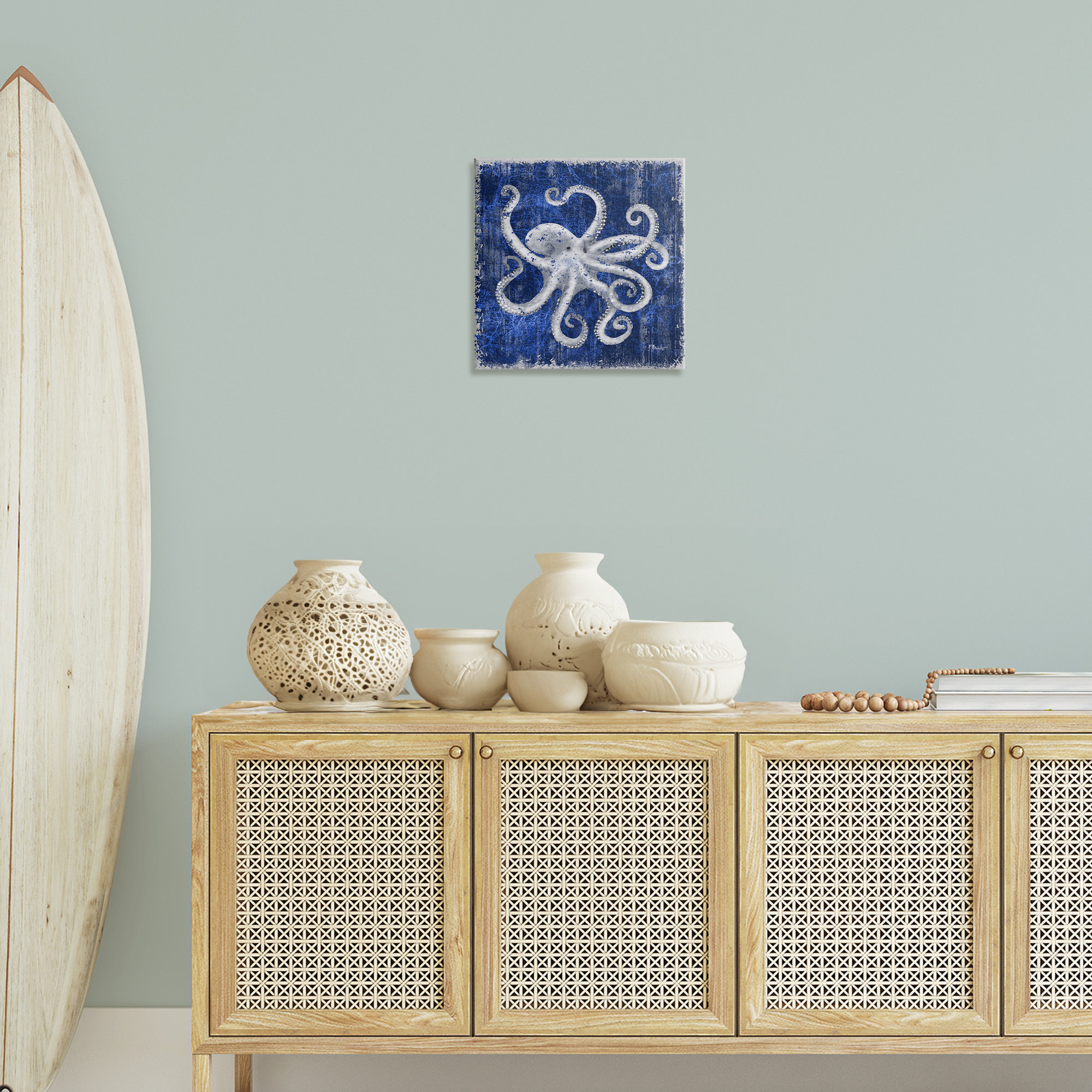 Highland Dunes Rustic Indigo Octopus Canvas Wall Art by Paul Brent ...