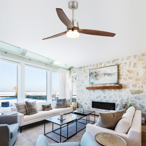 Wrought Studio Bobe 52 inches Indoor Classical LED Silver Ceiling Fan ...