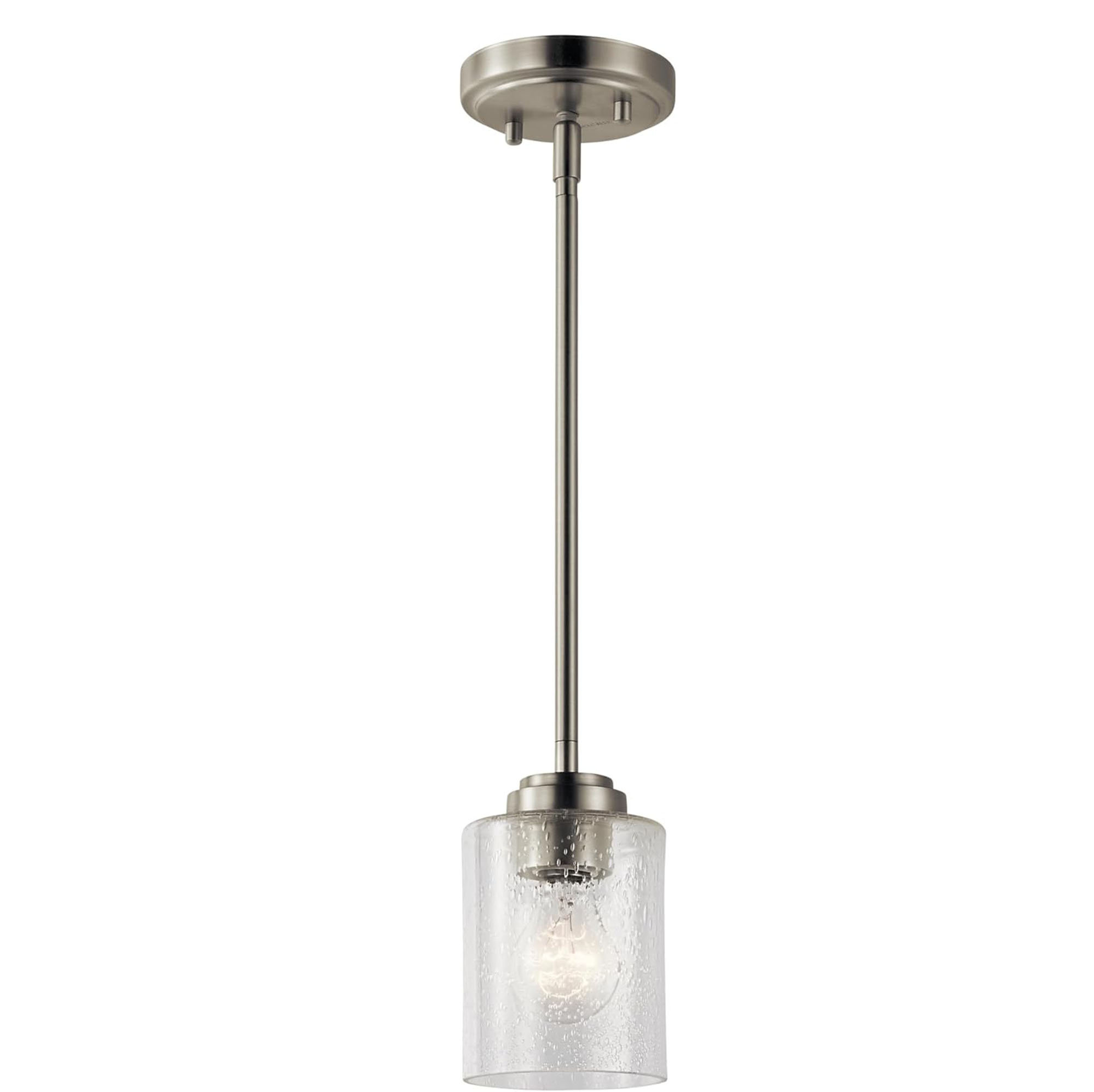 Dovecove Mini Kitchen Pendant With Clear Seeded Glass , Brushed Nickel ...