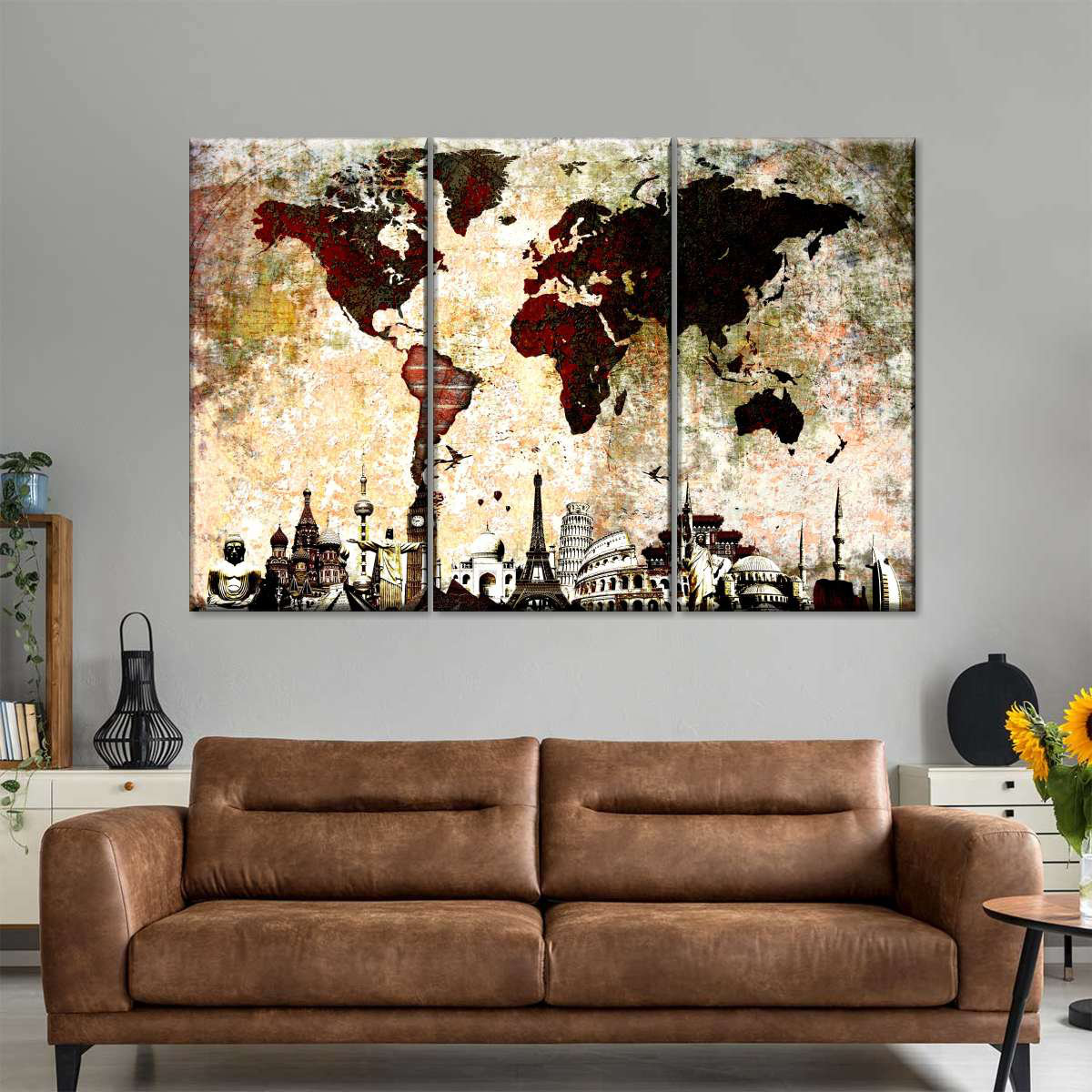 Trinx Brick World Map Multi Piece Canvas Print - Wayfair Canada