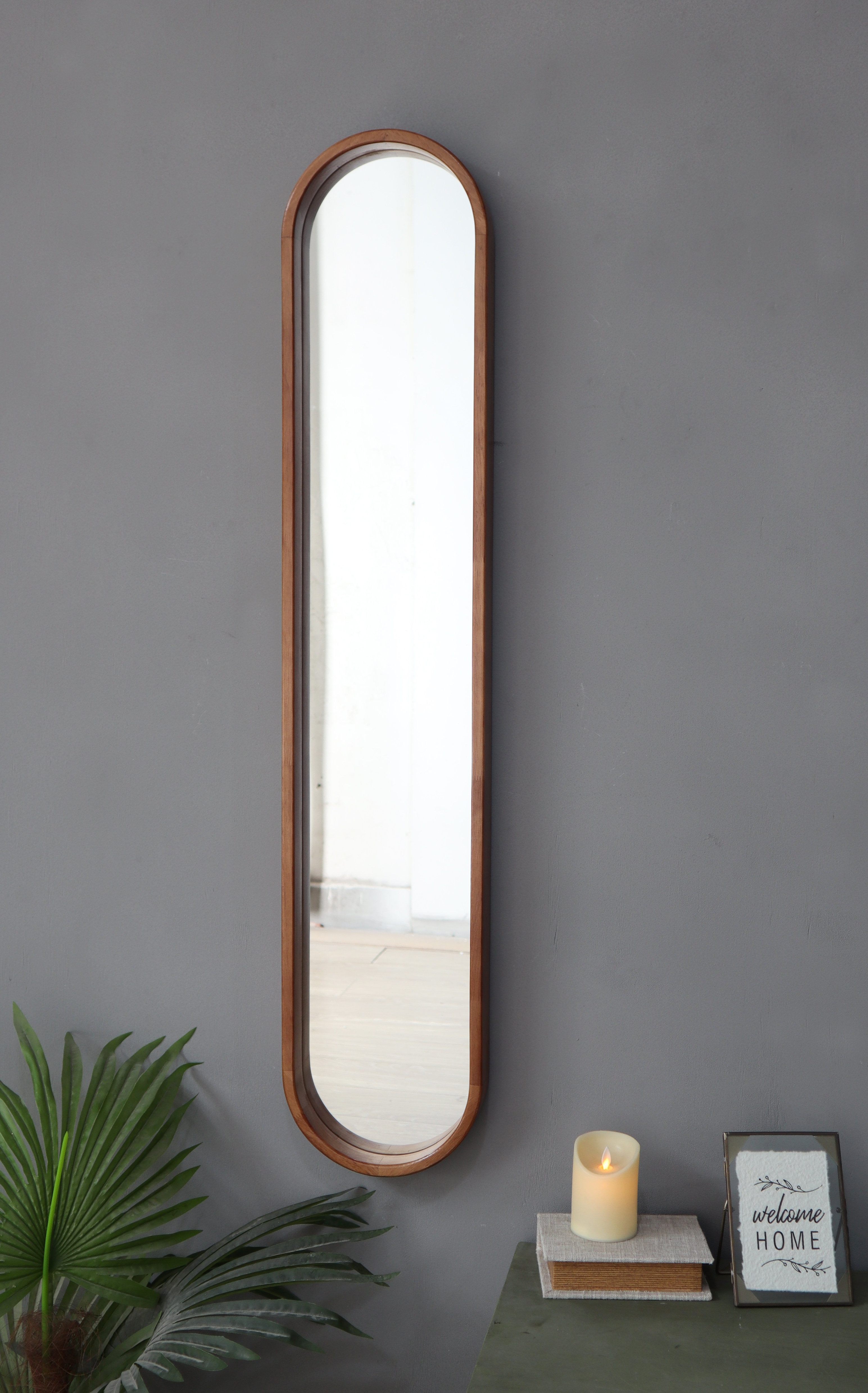Ebern Designs 9.5" x 47" Decorative Rubber Frame Mirror with Elongated ...