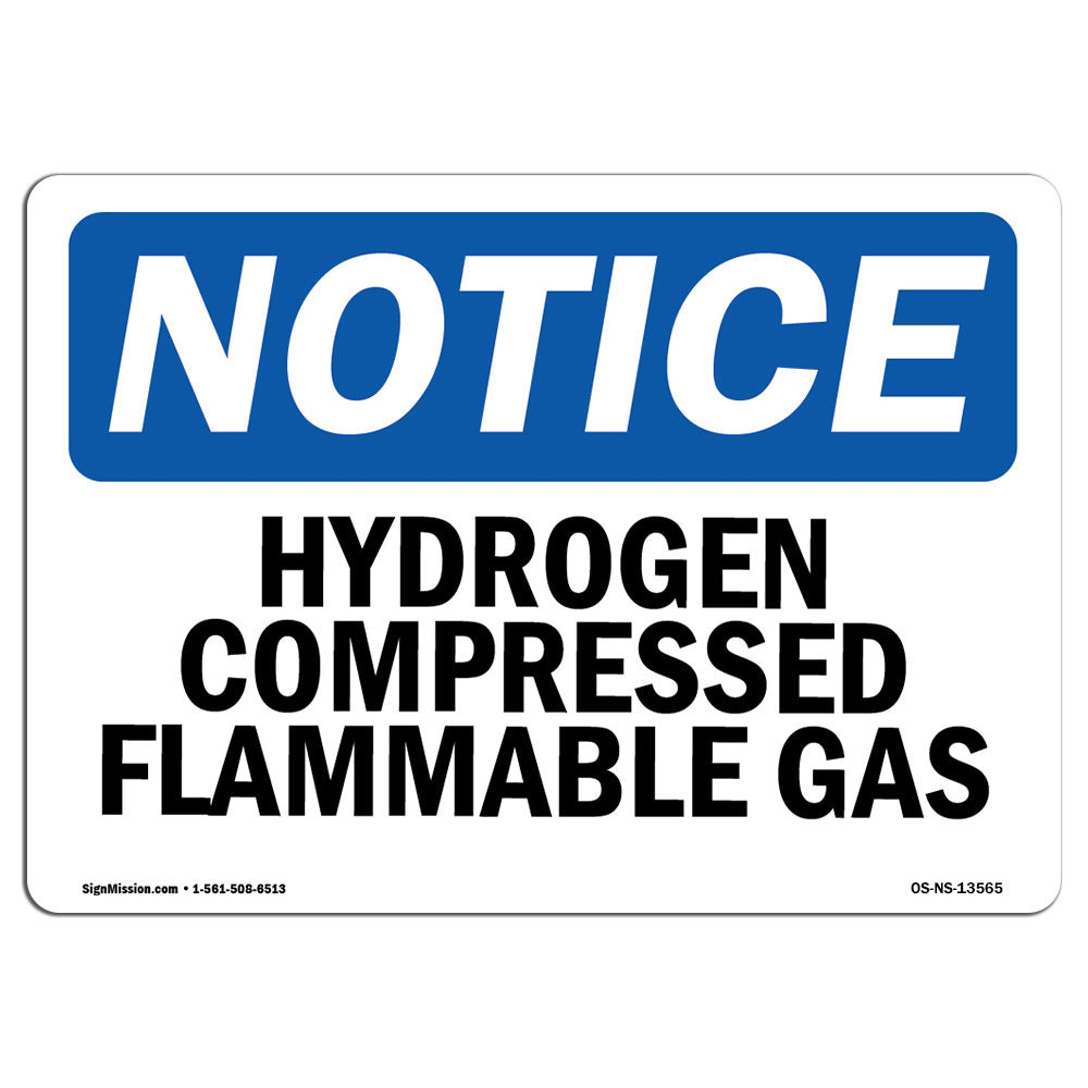 SignMission Hydrogen Compressed Flammable Gas Aluminum Sign 18 x 24 ...