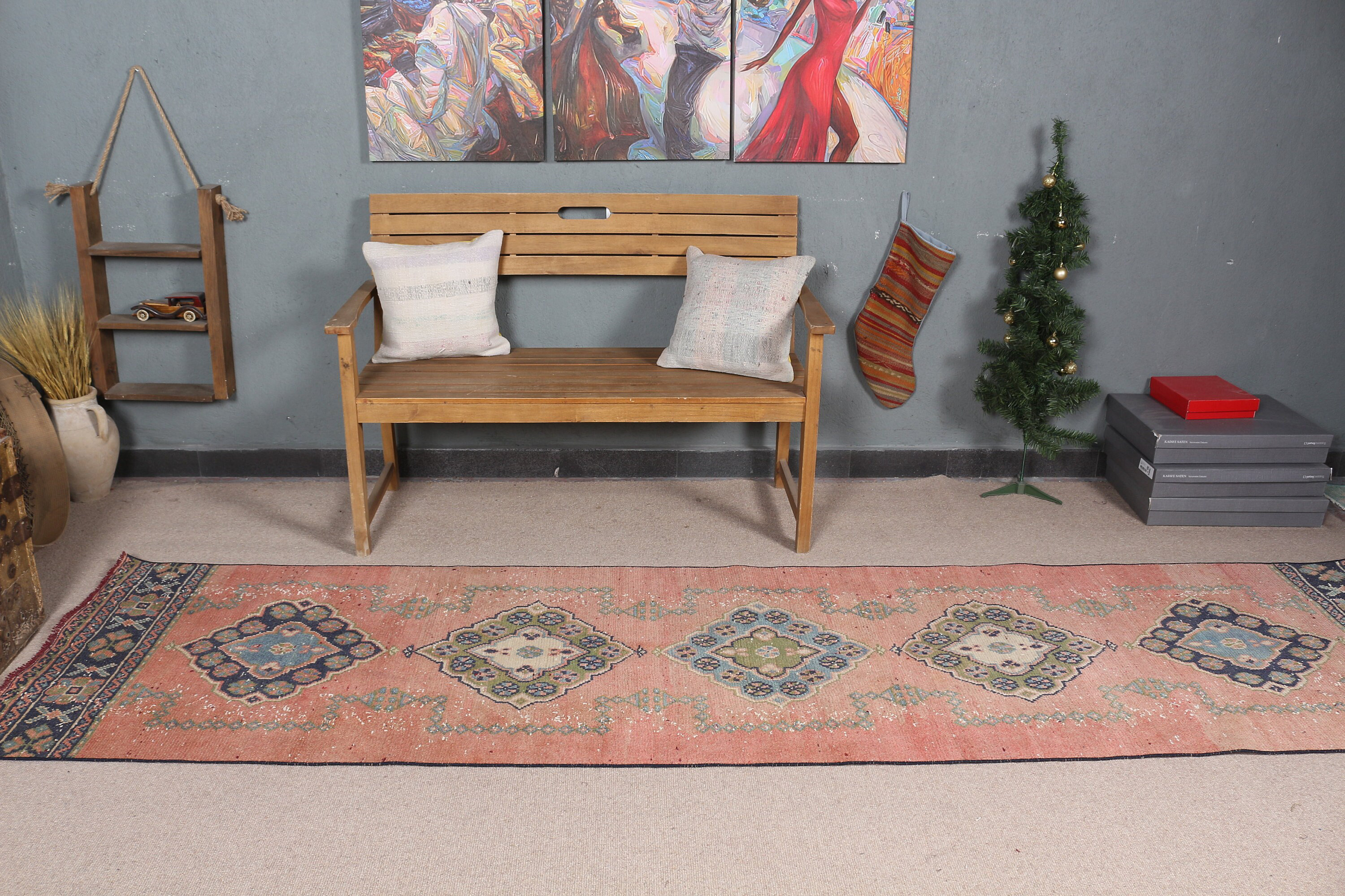 Bungalow Rose Handmade Turkish Runner Rug in Vintage Style with Nomadic Home Decor Patterns in ...