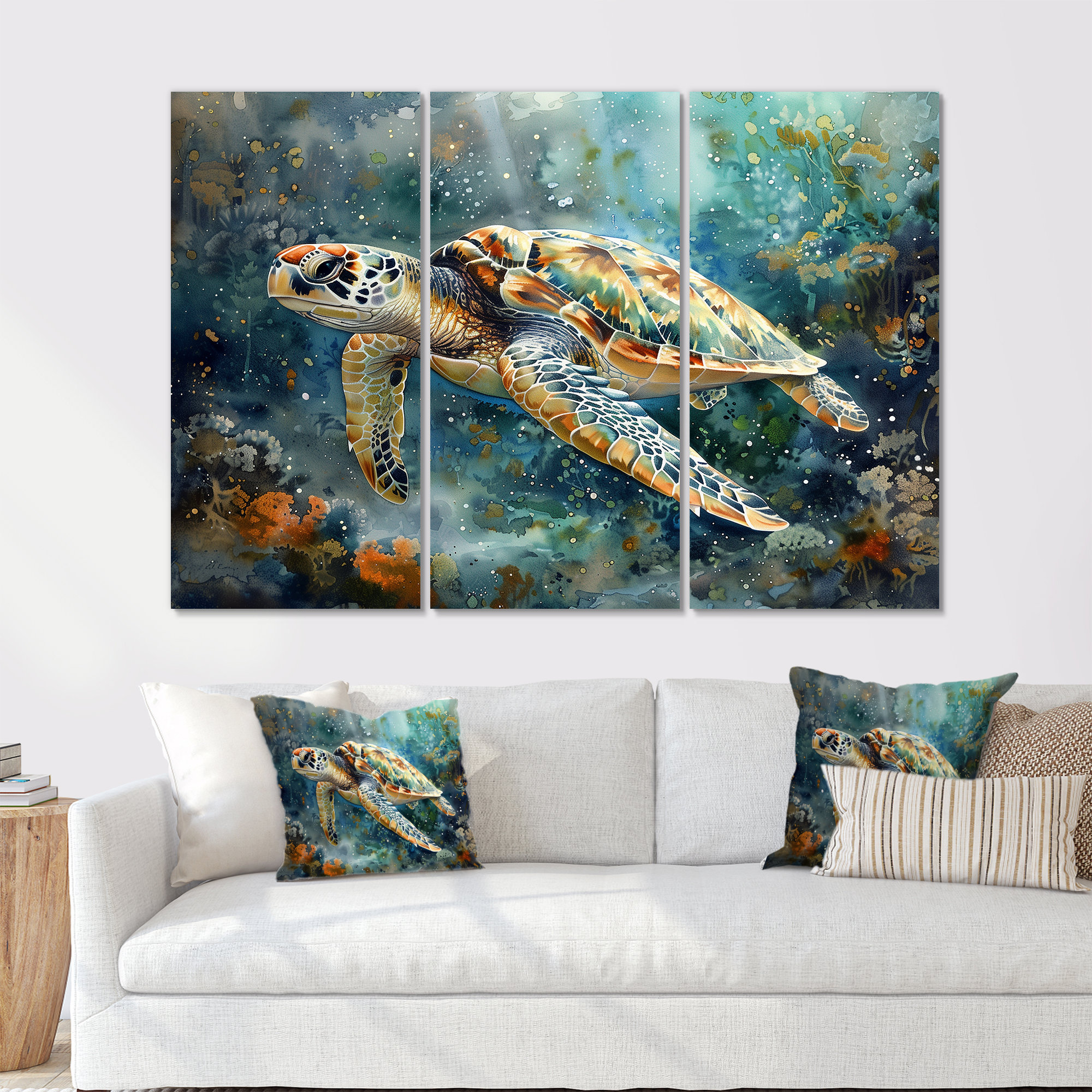 Bay Isle Home™ Sea Turtle Journey II - Sea Creatures Wall Art Set | Wayfair