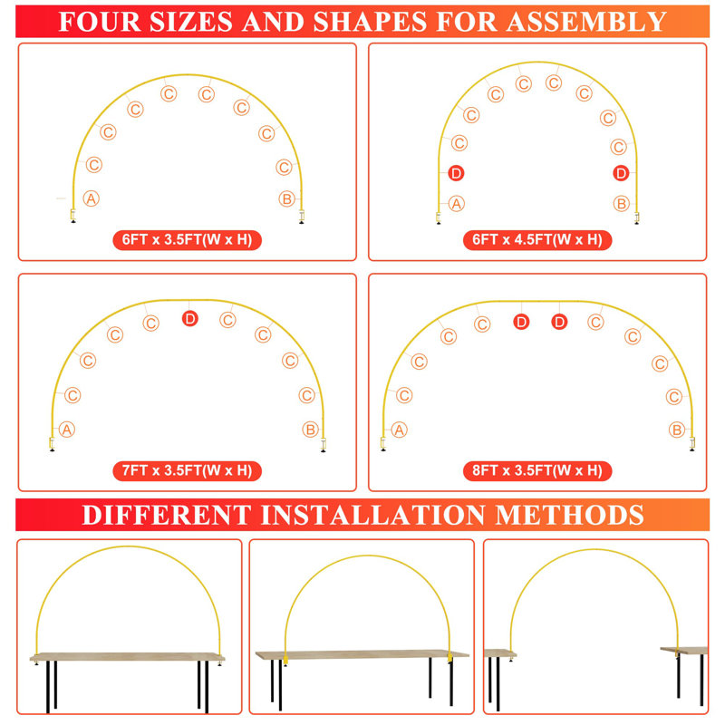 IFBECT Adjustable Gold Metal Table Arch Stand with Clamps | Wayfair