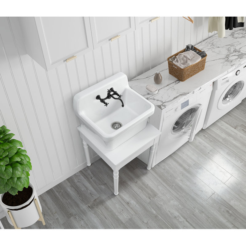 ELLAI Solid Wood Table Laundry Sink Table Freestanding for 24-inch ...