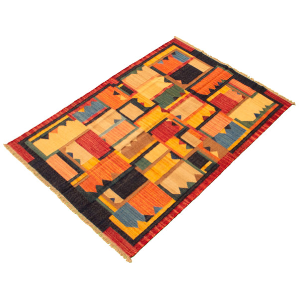 Foundry Select Handmade Flatweave Wool Cream/Dark Red Rug | Wayfair