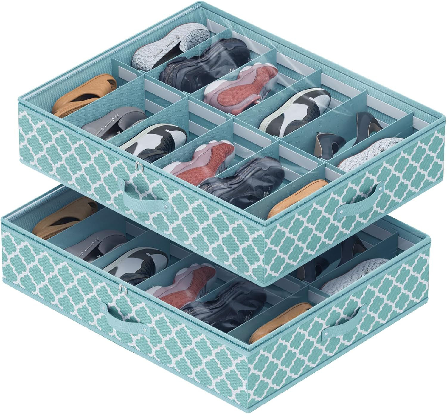 Latitude Run® Sturdy Under Bed Shoe Storage Organizer With Adjustable ...