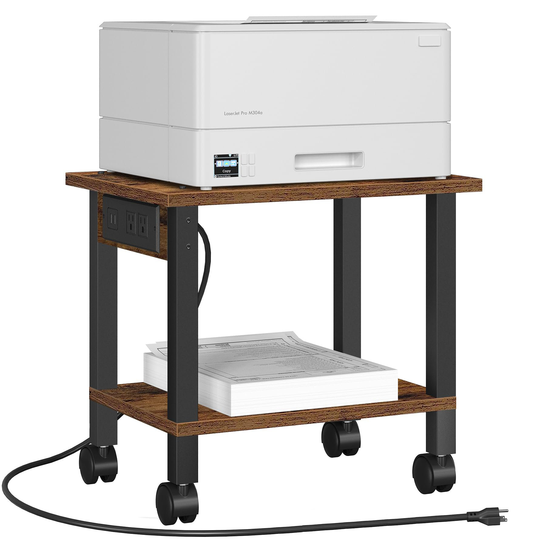 MERCURY CITY LLC 2 Tier Printer Stand, Rolling Printer Cart With Power ...