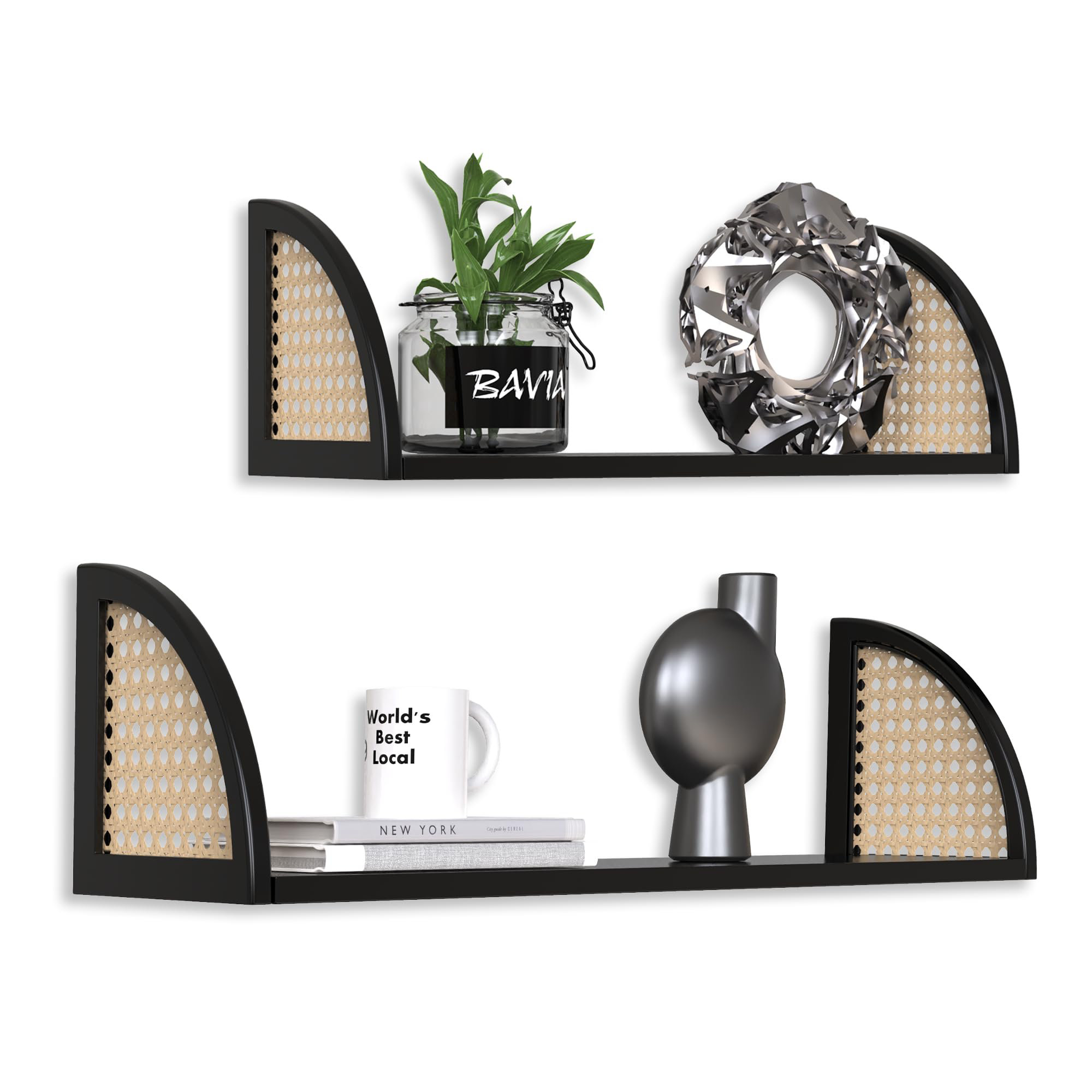 Bay Isle Home™ Ascano 24.8 inch Wood Floating Shelf Rattan Floating ...