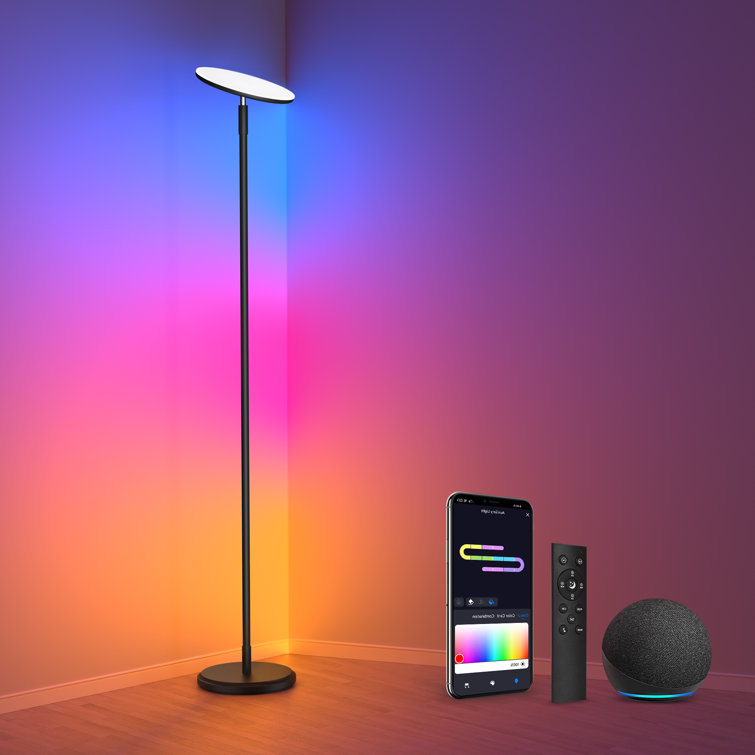 Jernell Smart 70" LED Torchiere & RGB Floor Lamp with APP & Remote ...