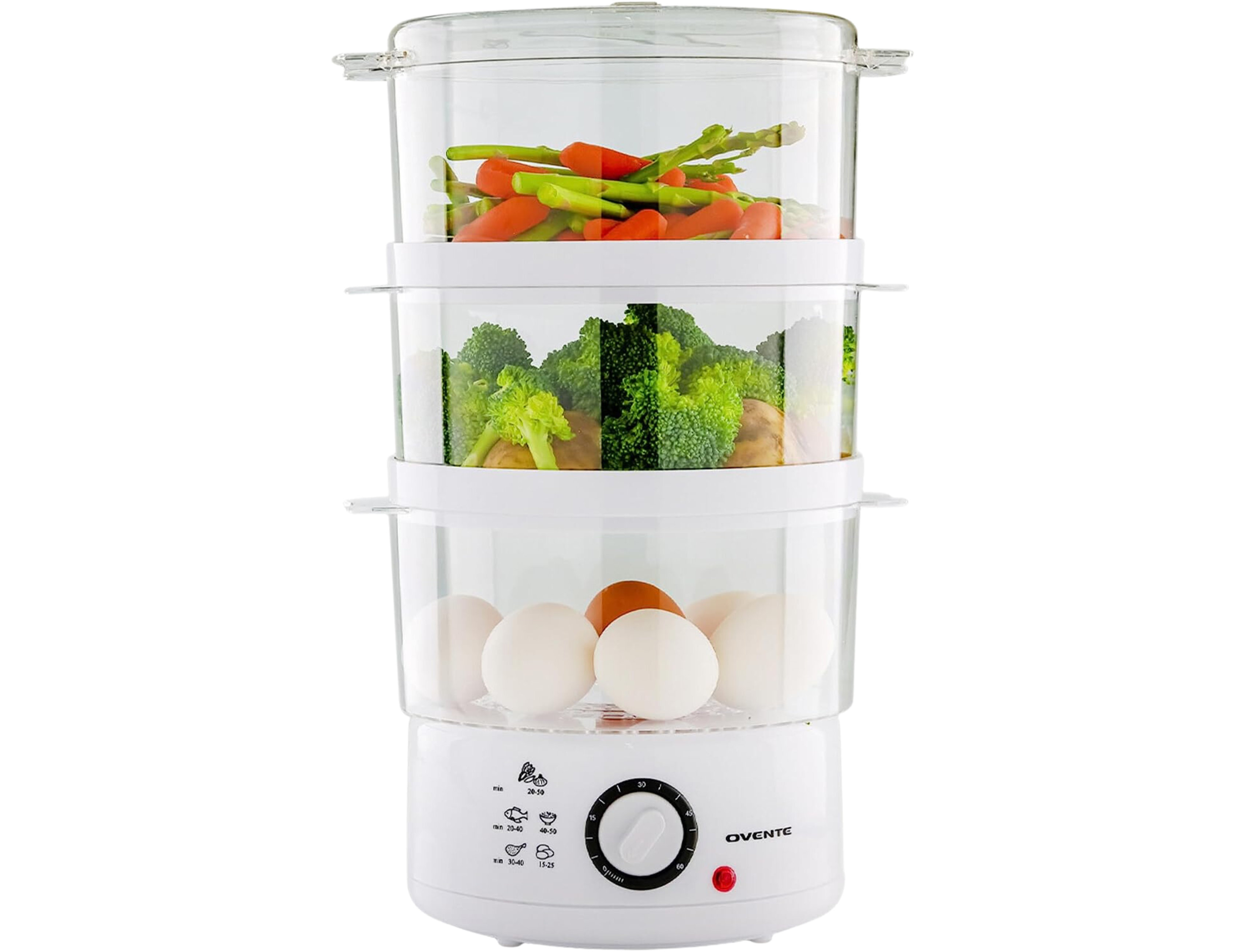 Ovente OVENTE 3-Tier Electric Food Streamer 7.5 Quarts Total Capacity ...