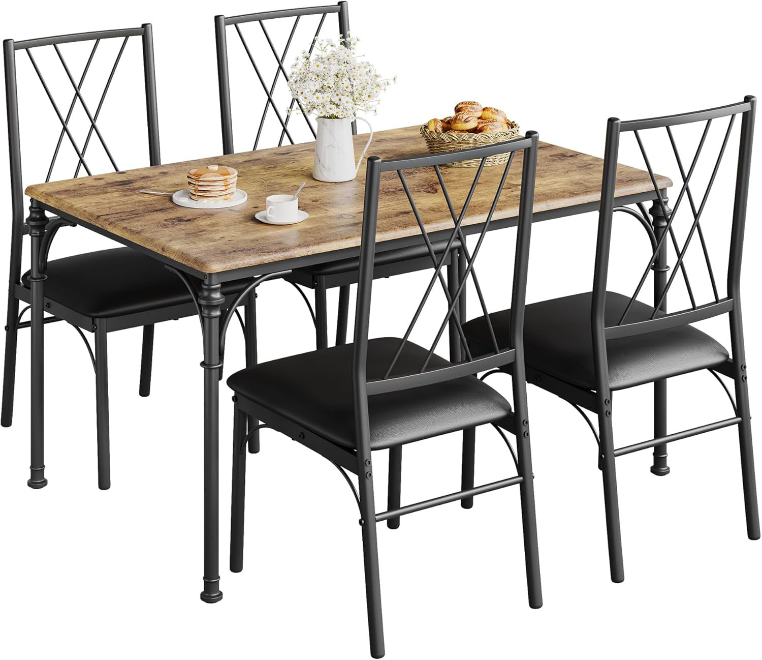 17 Stories 44" Dining Table With 4 Chairs,Kitchen Table Set, 5 Piece ...