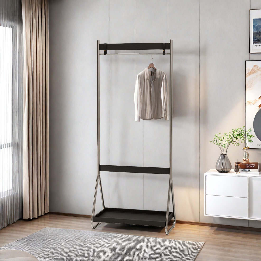 Hokku Designs Stainless Steel Coat Rack Double Rods | Wayfair