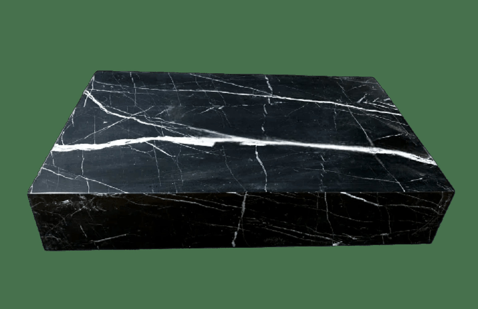 BETACH Genuine Marble Block Coffee Table - Black Marble, 54" Extra ...