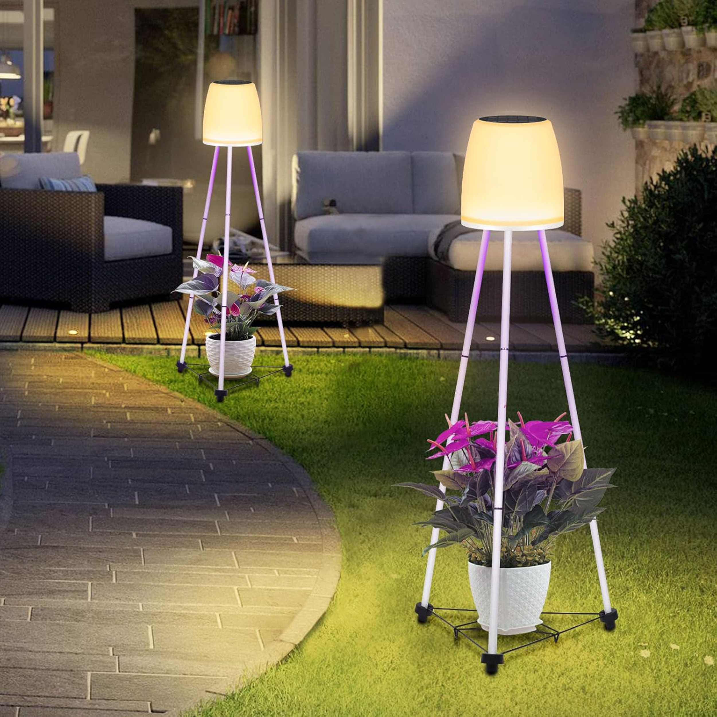 21JETHOME Solar Outdoor Floor Lamp For Patio - Waterproof Outdoor Lamps ...