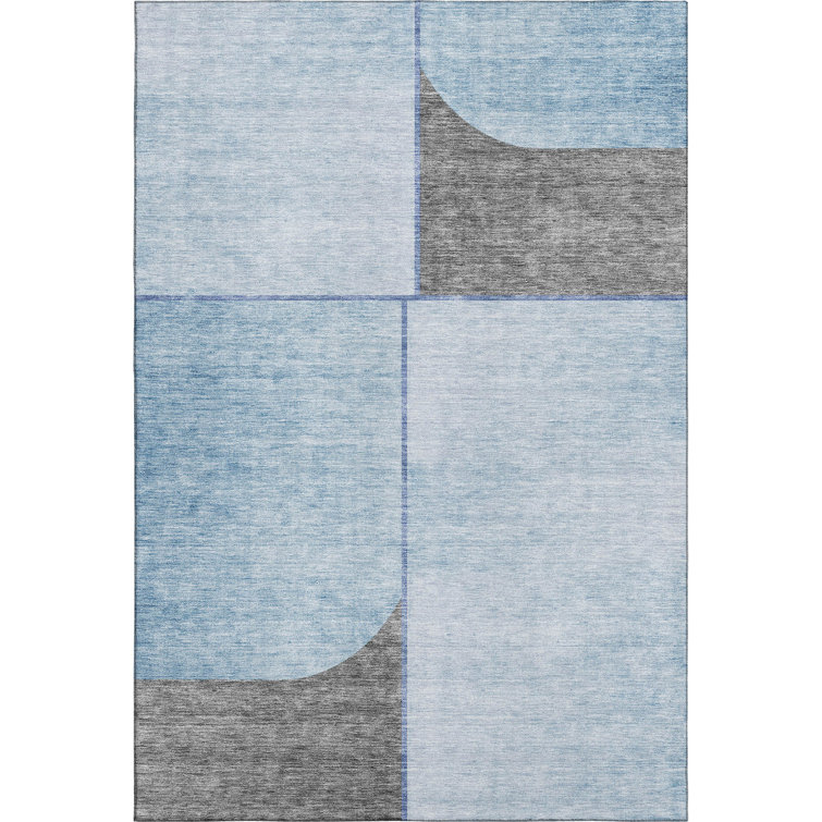 Bungalow Rose Premium Machine Washable Prisco Sky Rug | Wayfair