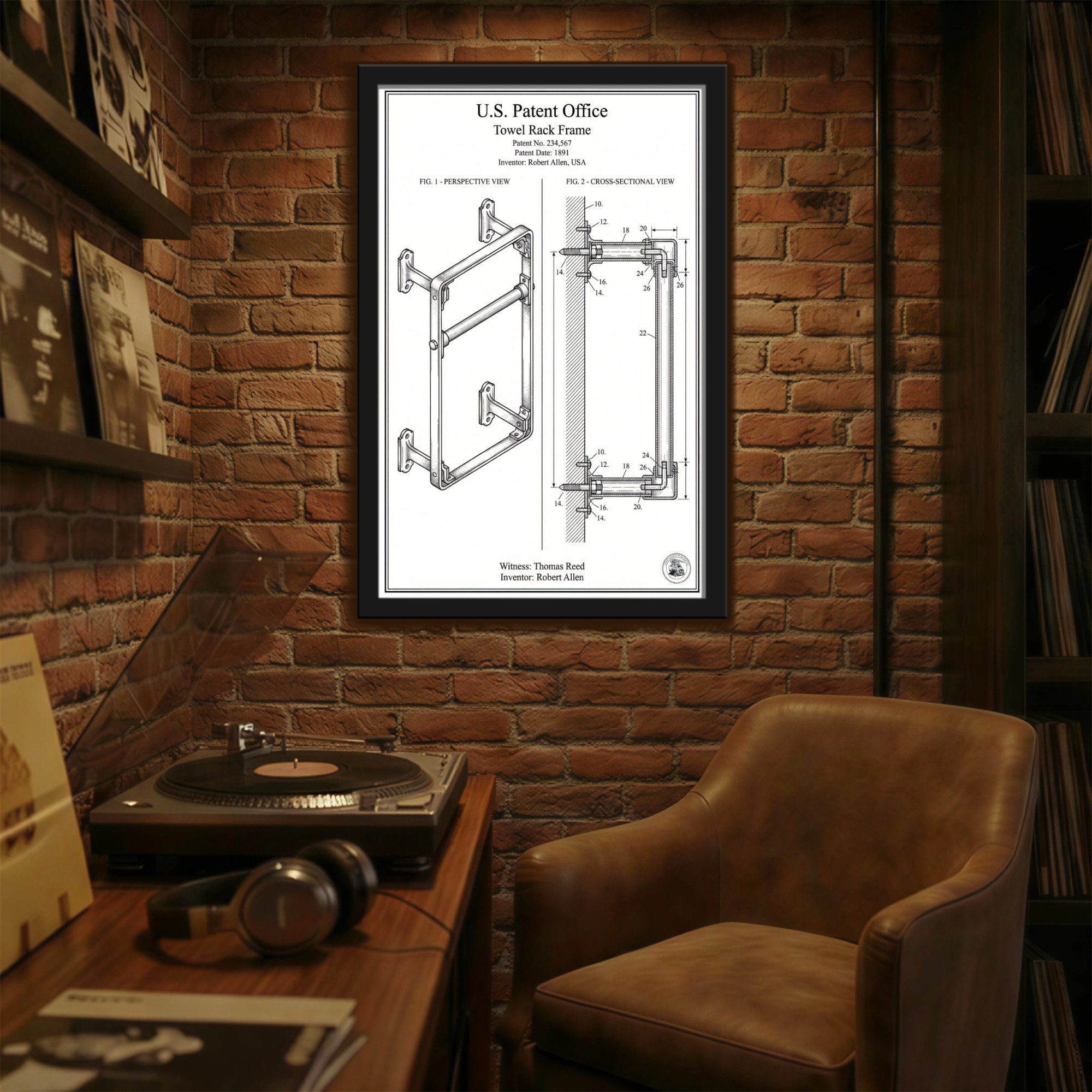 Winston Porter Bath & Laundry Towel Rack Frame Patent Design Diagram ...
