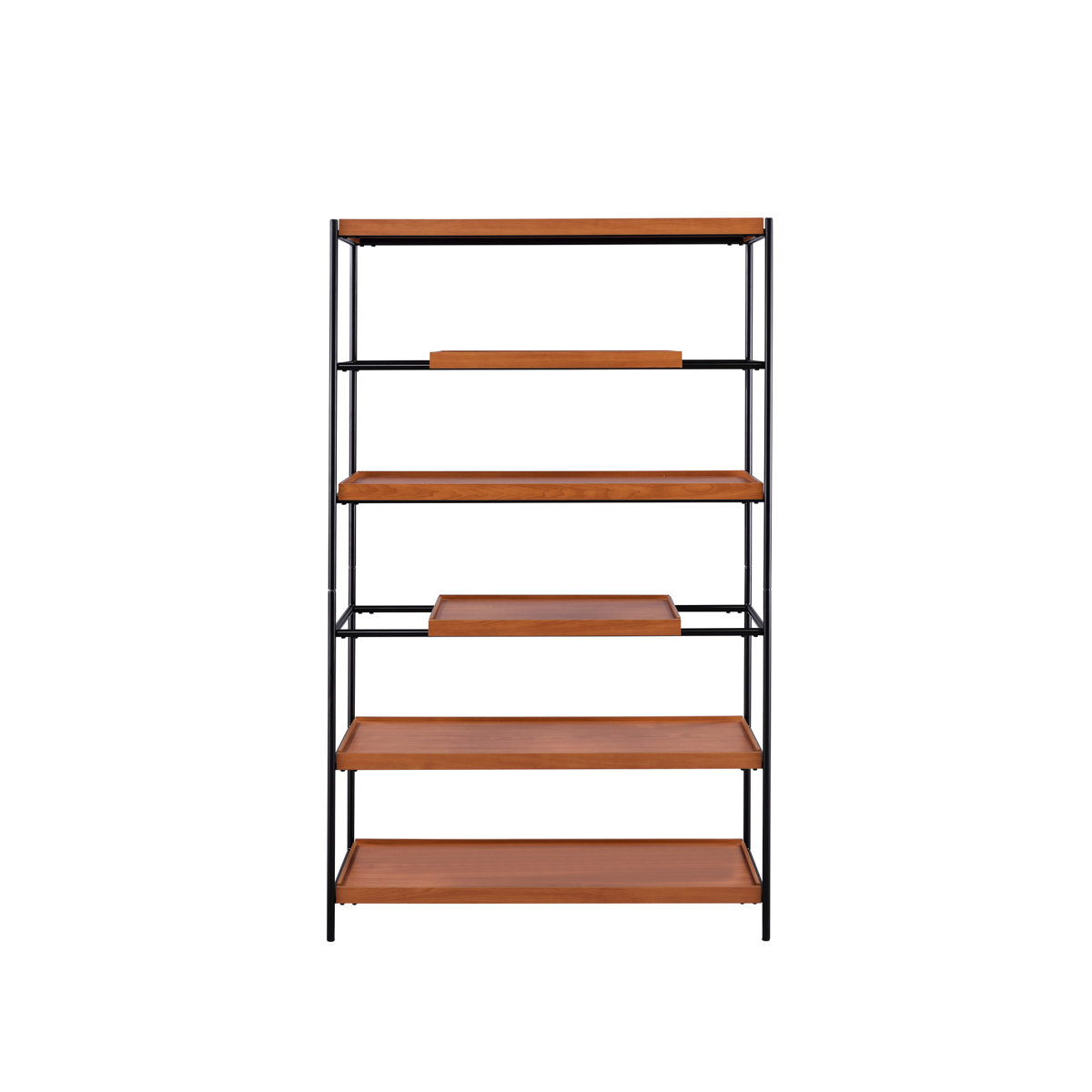 huibaoxiang 6-Shelf Bookshelf In Honey Oak And Black For Personal ...