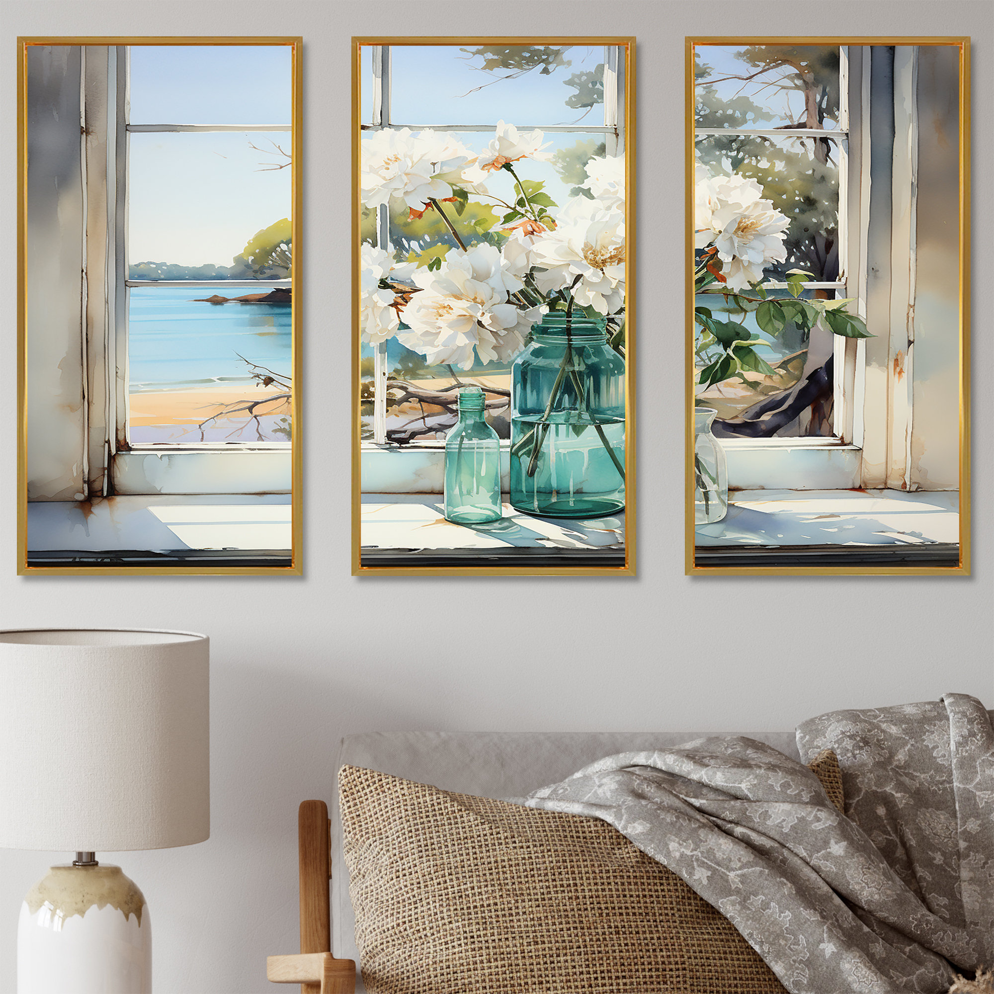 Lark Manor™ Blue Window Beachfront View Blooms III - Coastal Windows ...