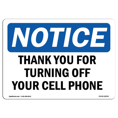 SignMission Thank You for Turning Off Your Cell Phone Sign | Wayfair