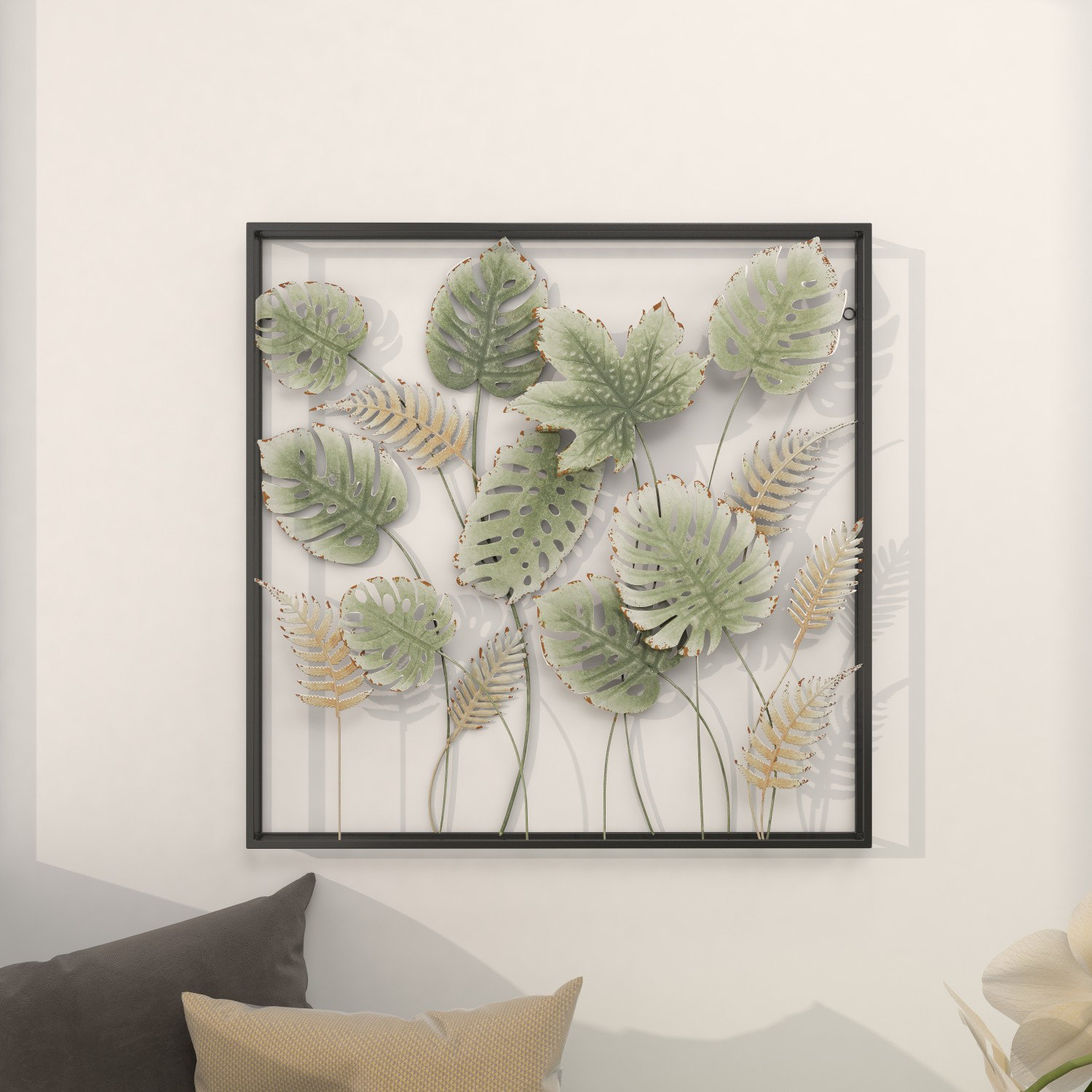 Bay Isle Home™ Metal Tall Cut-Out Leaf Green Wall Decor with Intricate ...