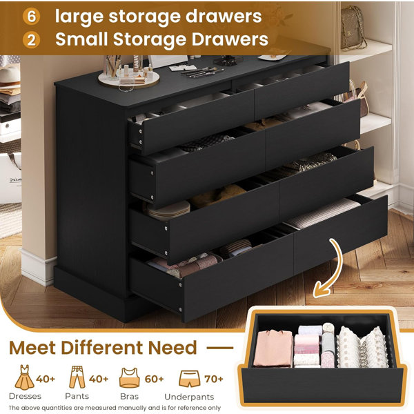 Latitude Run® Dresser For Bedroom, Modern Long Double Dressers With 8 ...