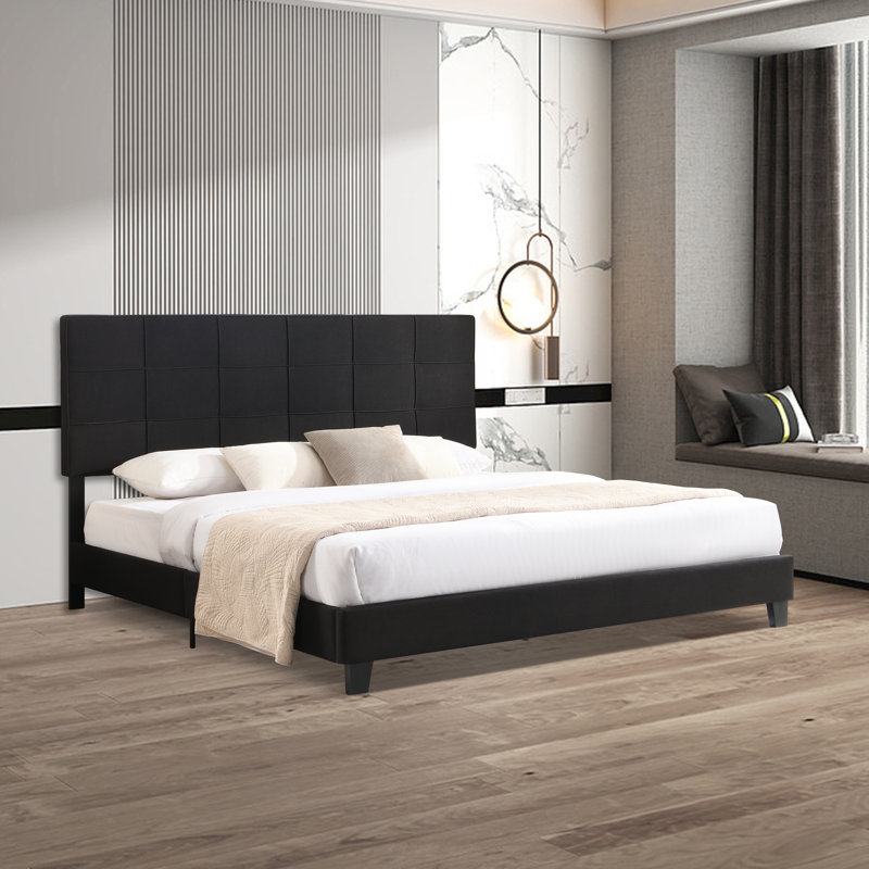 Latitude Run® Lohrman Classic Linen Upholstered Platform Bed Frame ...