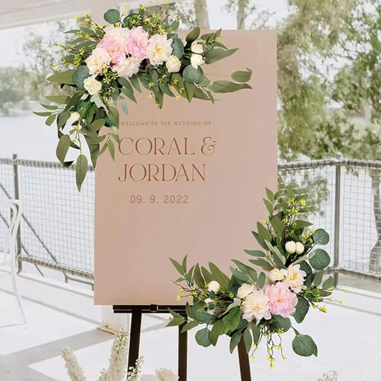 IPOPU Wedding Welcome Sign Flower Swag | Wayfair