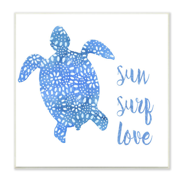 Stupell Industries Patterned Blue Sea Turtle Beach Phrase Calligraphy ...