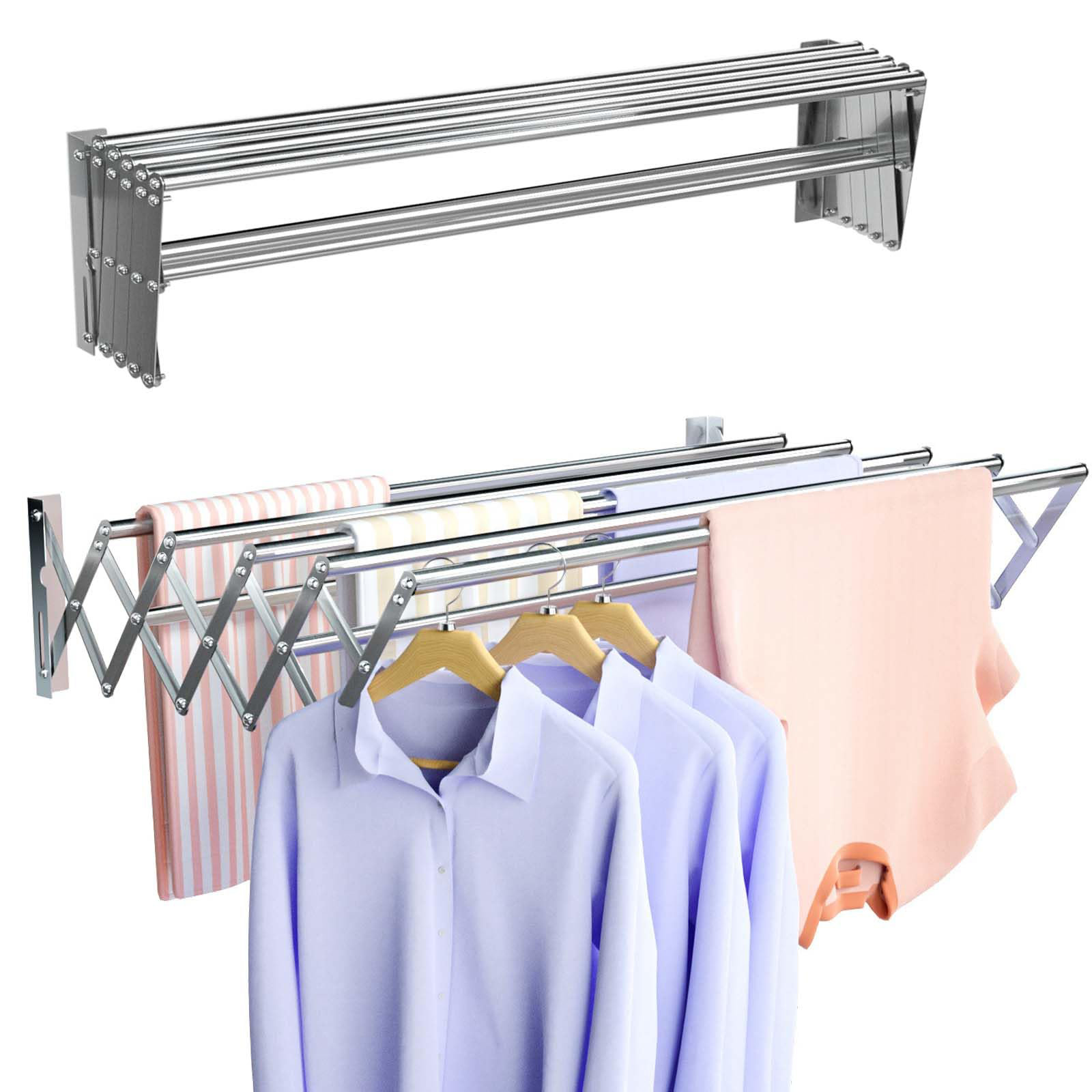 Rebrilliant Nelsa Metal Wall Mounted Clothes Rack | Wayfair