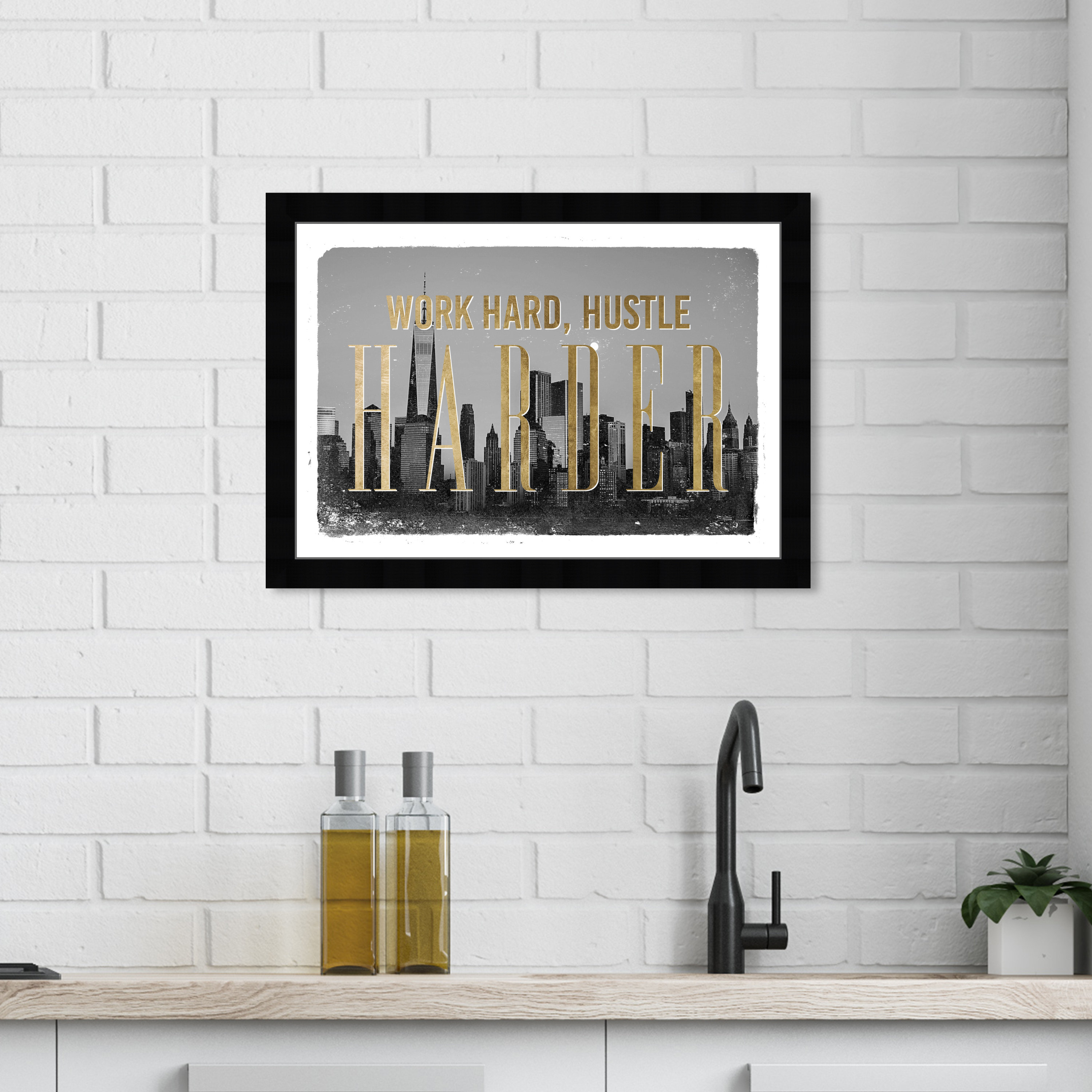 Mercer41 Typography and Quotes Work Hard Hustle City Glam Grey Paper ...