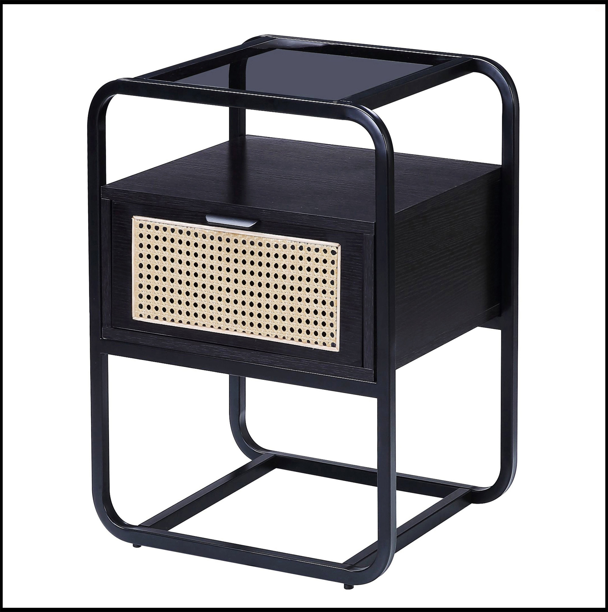 Bayou Breeze Black Accent Table With Glass Top | Wayfair