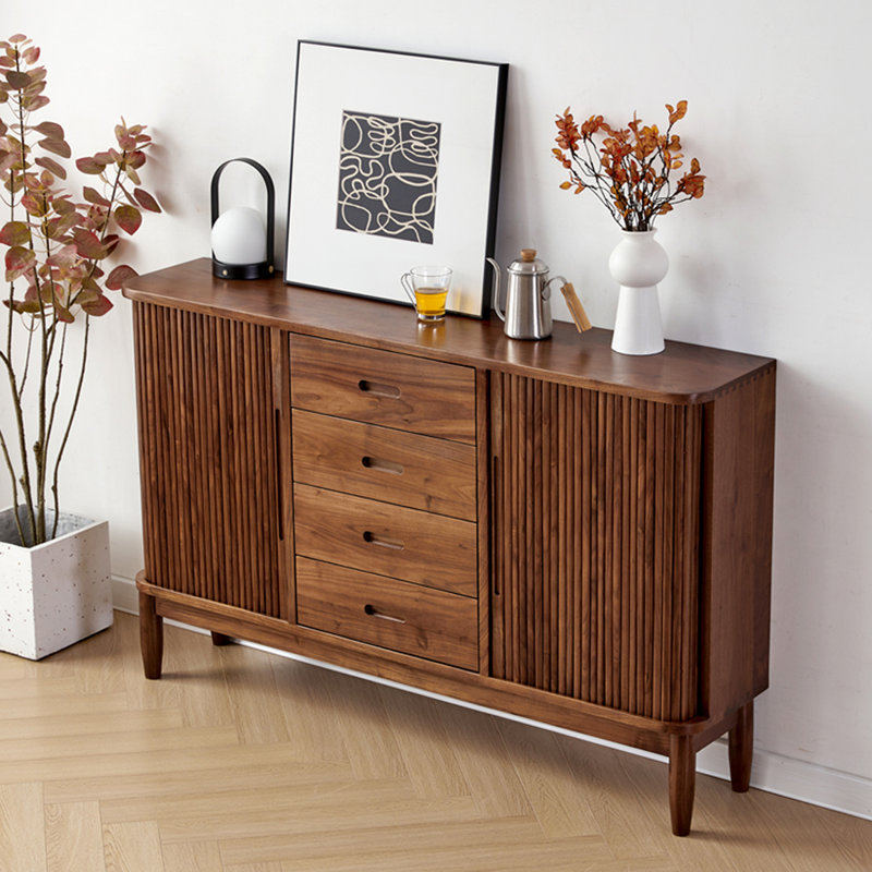 DineElegance.r Sleek Walnut Buffet With Storage 63 Sideboard | Wayfair