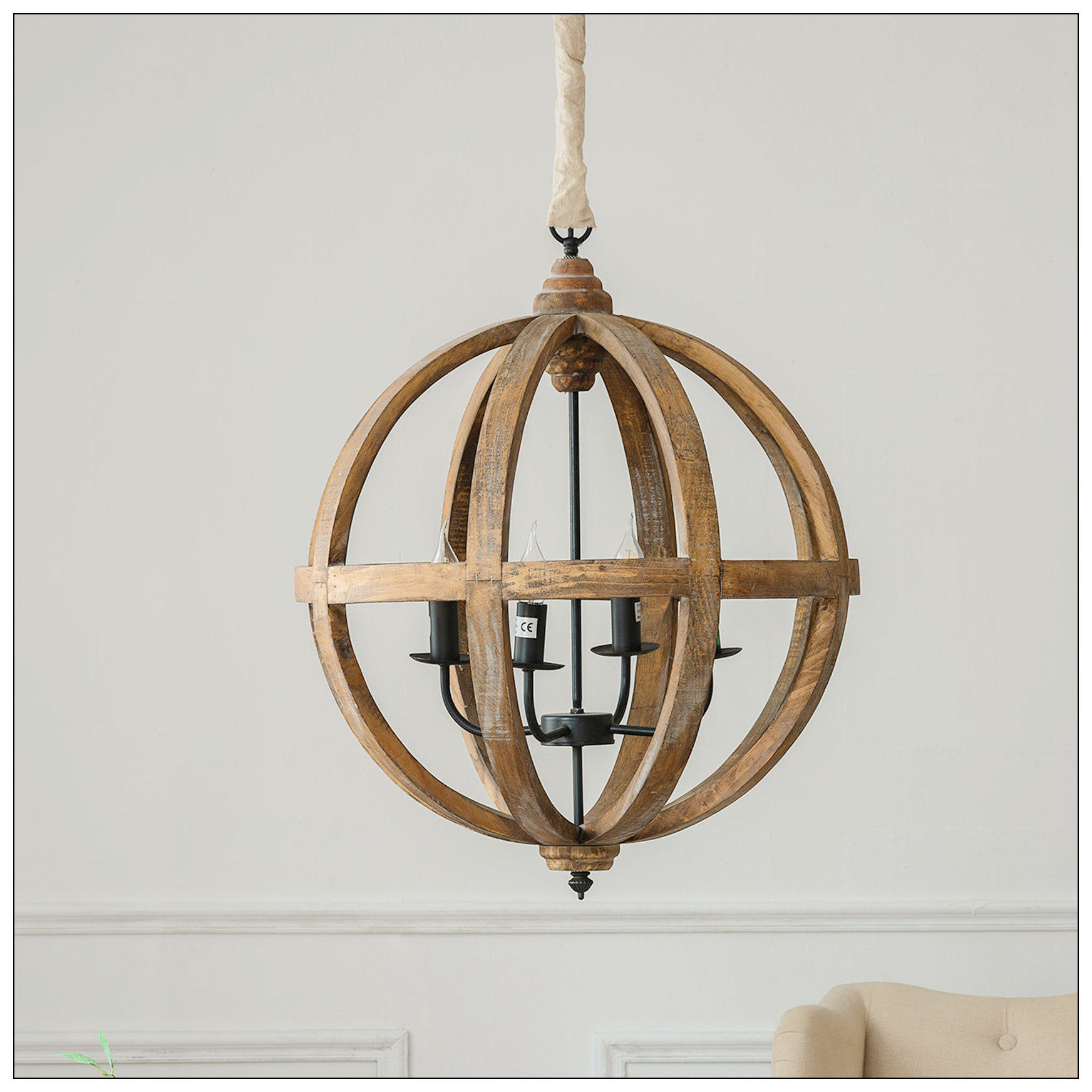 August Grove® Barkon 4 - Light Iron Globe Chandelier | Wayfair