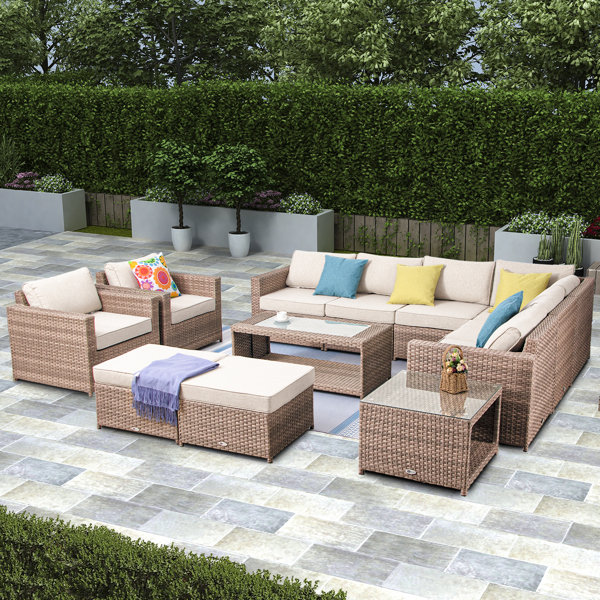 Latitude Run® Amberson 10 - Person Outdoor Seating Group with Cushions ...