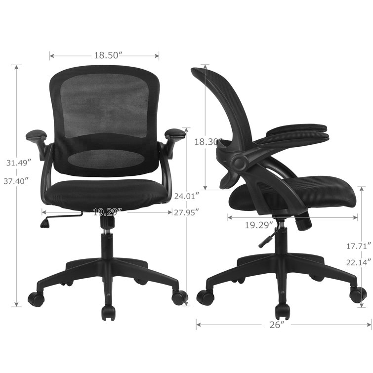 Metro Lane Haydon Desk Chair with Flip-up Arms, Ergonomic Office Chair ...