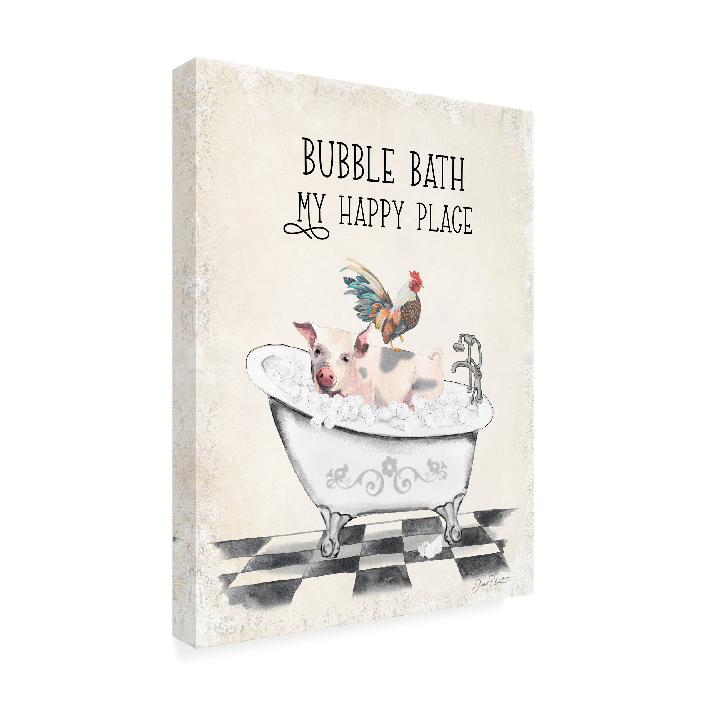 Ebern Designs Animals Farm Animals Bath B On Canvas Textual Art | Wayfair