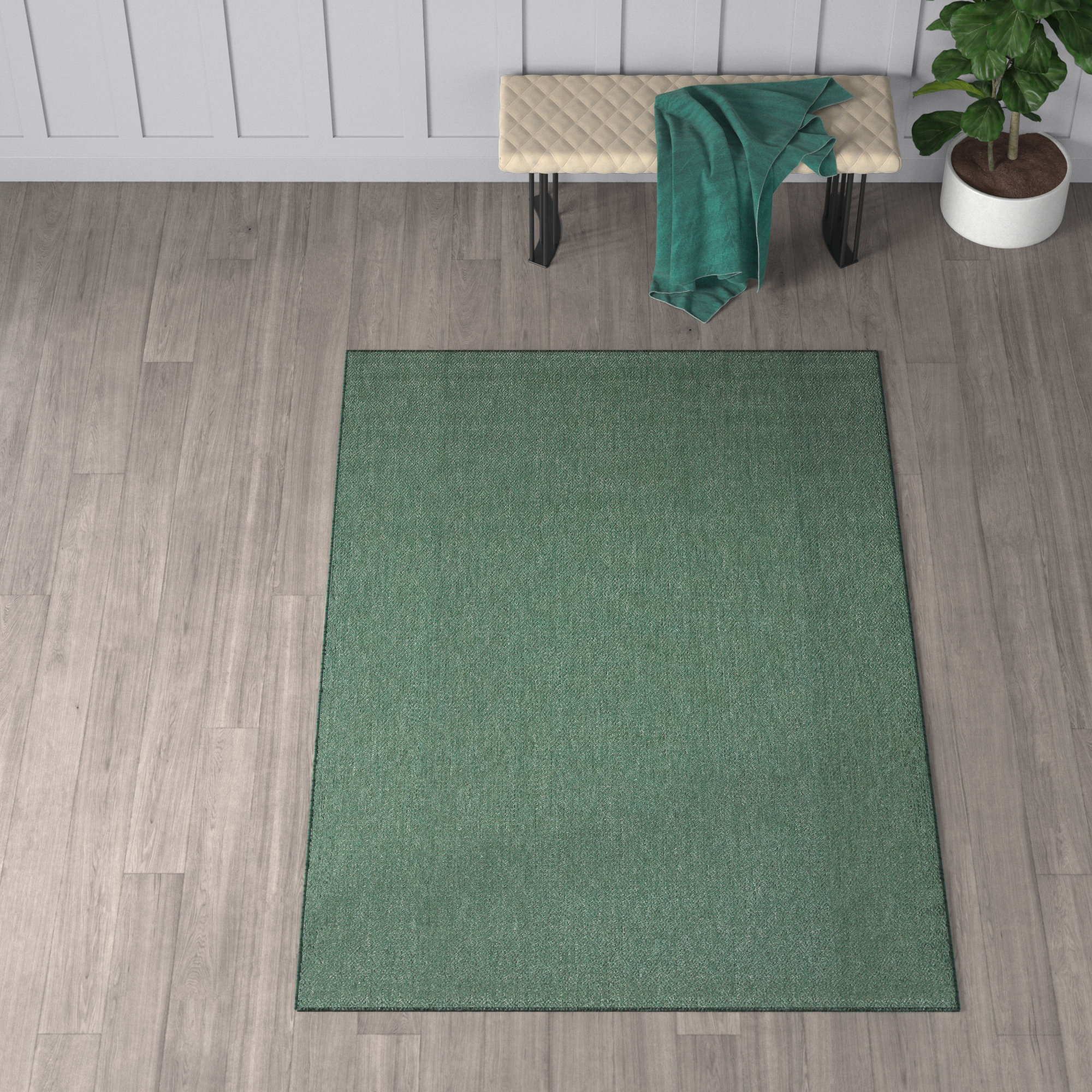 Mercury Row® Oppenheimer Geometric Dark Green Indoor / Outdoor Area Rug ...